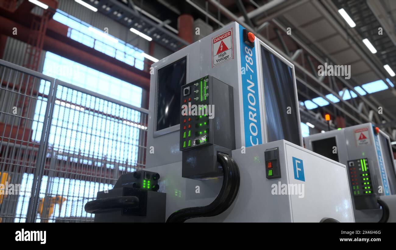 Machinery with advanced control panel, buttons and switches in ...