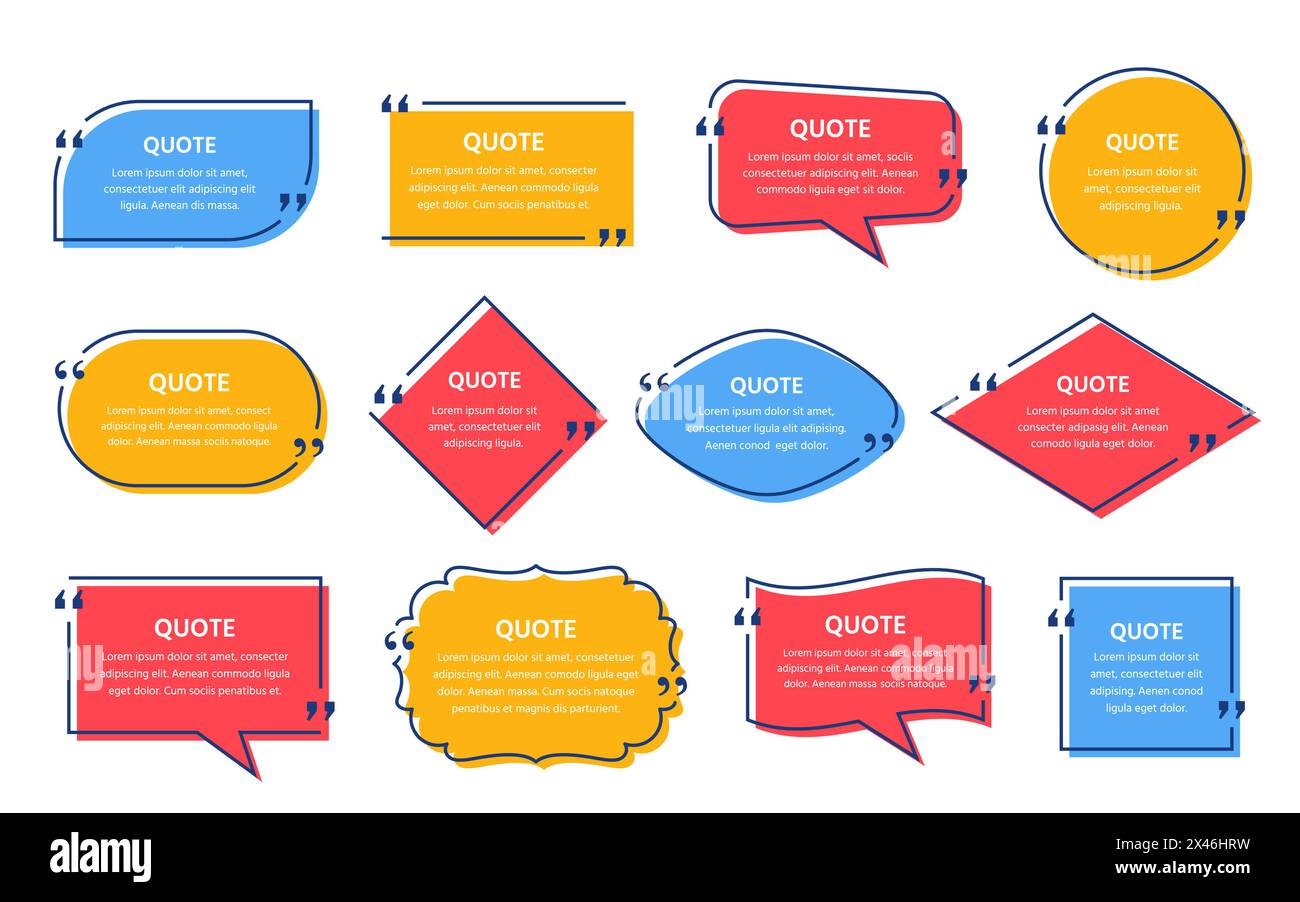 Quote text box. Quotations frame. Vector. Info comments and messages in ...
