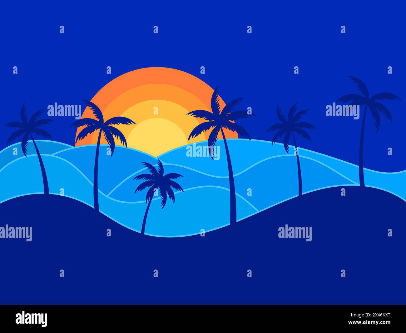 Silhouettes trees in dusk Stock Vector Images - Alamy