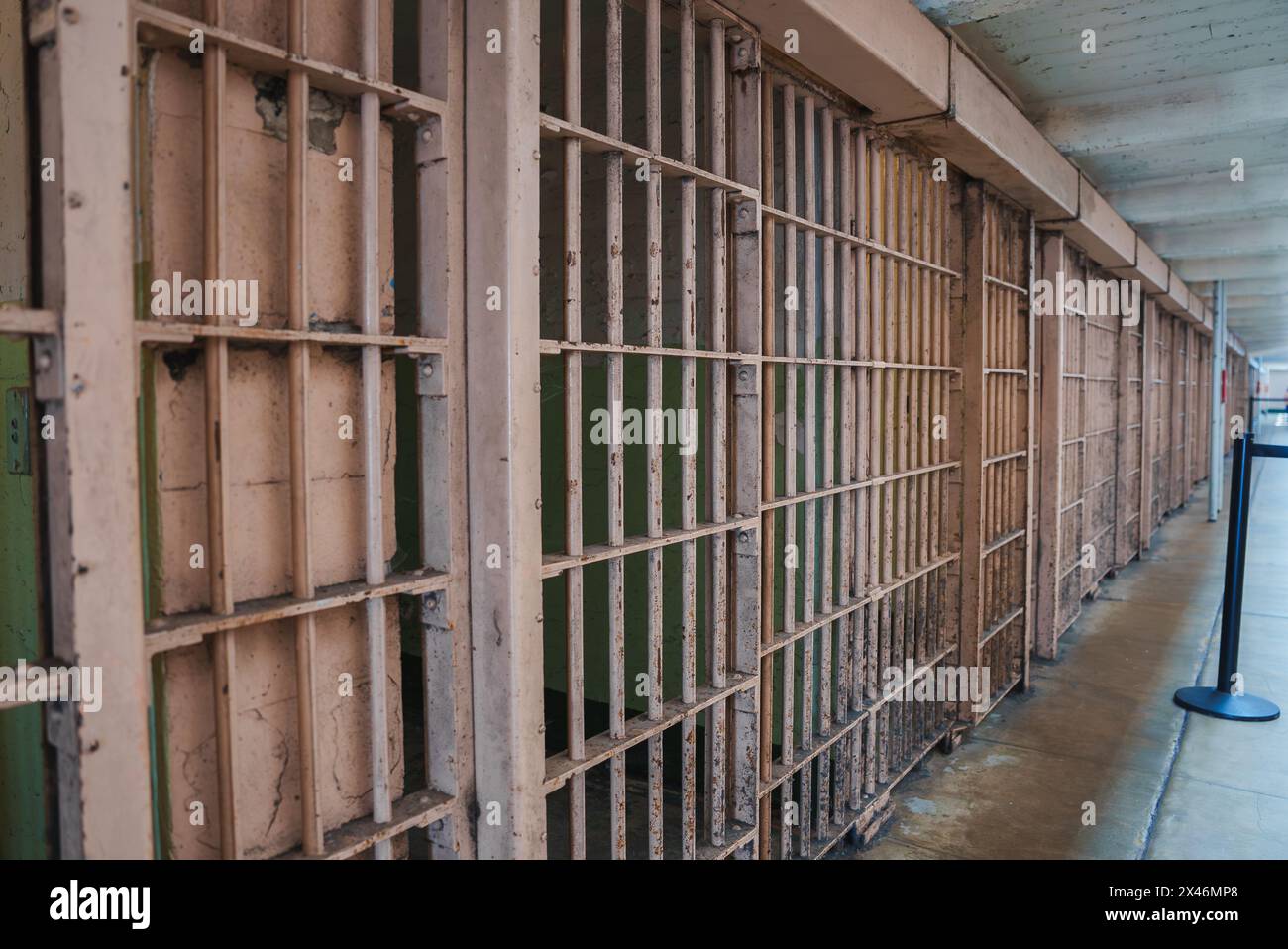 Rusted prison cells, weathered bars, Alcatraz penitentiary, San ...