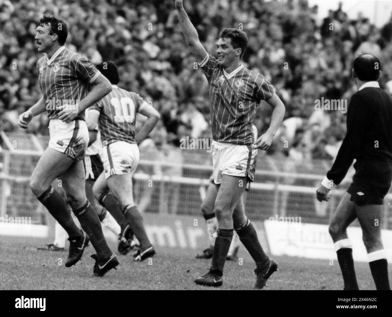 POMPEYS KEVIN DILLON CELEBRATES HIS GOAL WITH MALCOLM SHOTTON, 1988 ...