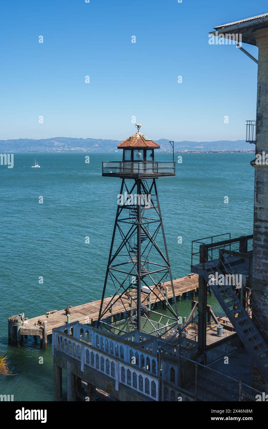 Alcatraz Guard Tower overlooking San Francisco Bay Stock Photo - Alamy