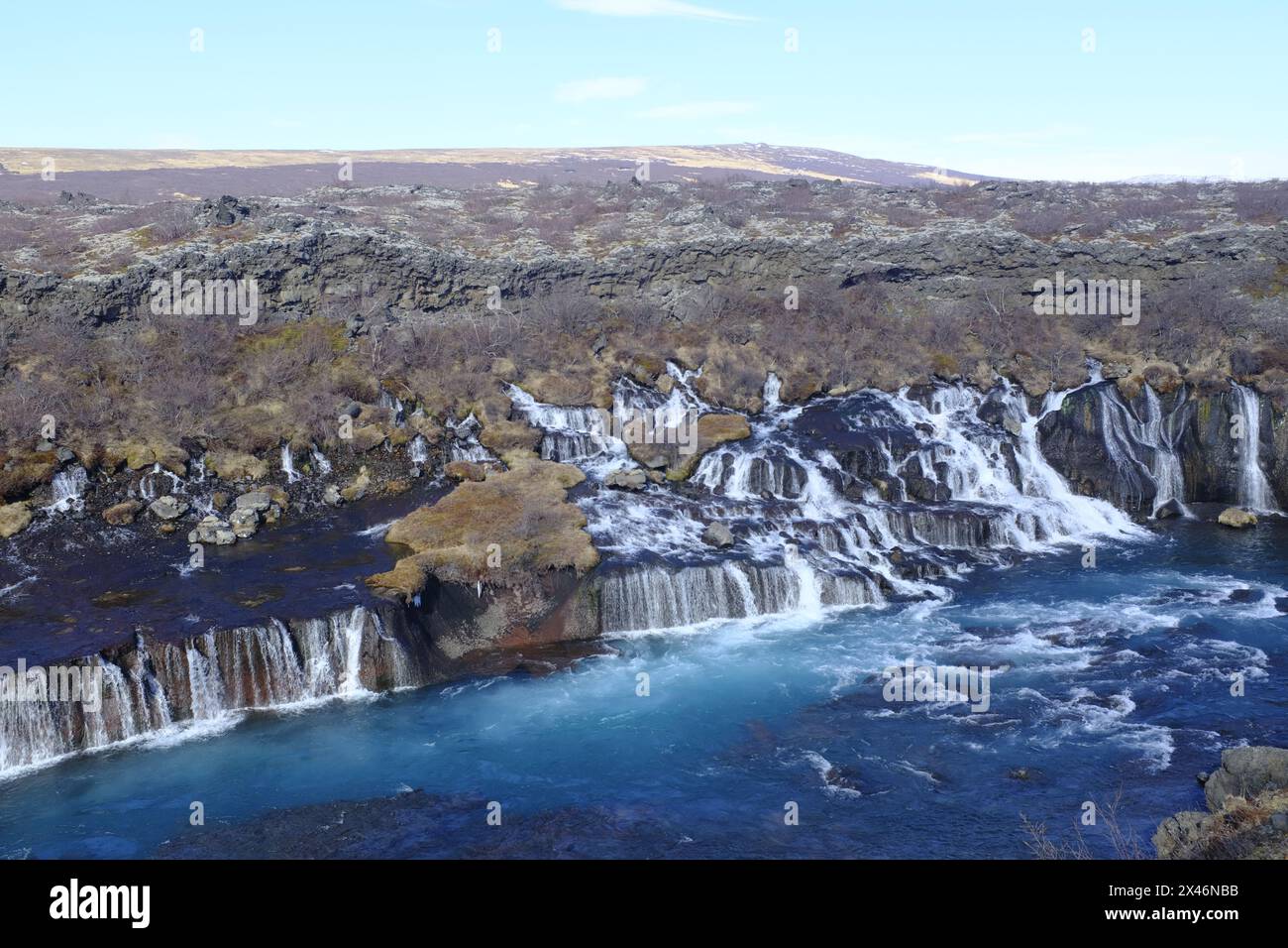 Hraunfossar waterfalls flowing hvita hi-res stock photography and ...