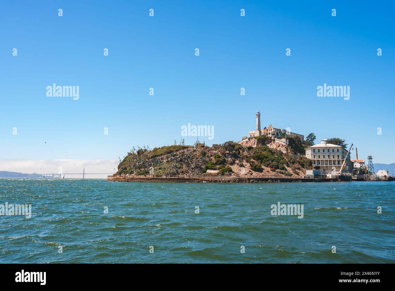 Alcatraz Island View Prison, Lighthouse, Bridge, Bay, USA Stock Photo ...