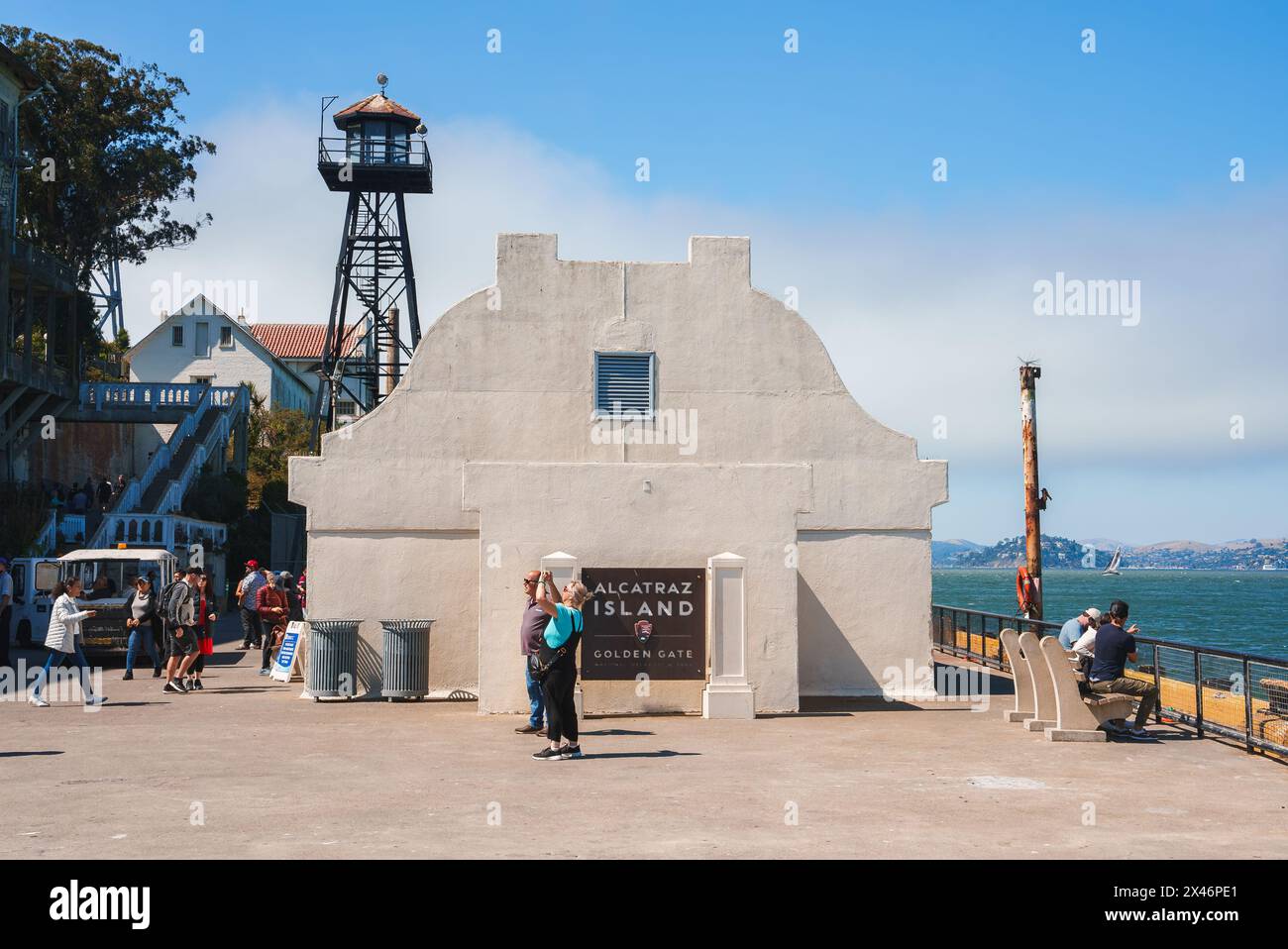 Alcatraz Island Tourist View Historical Structure, Guard Tower ...