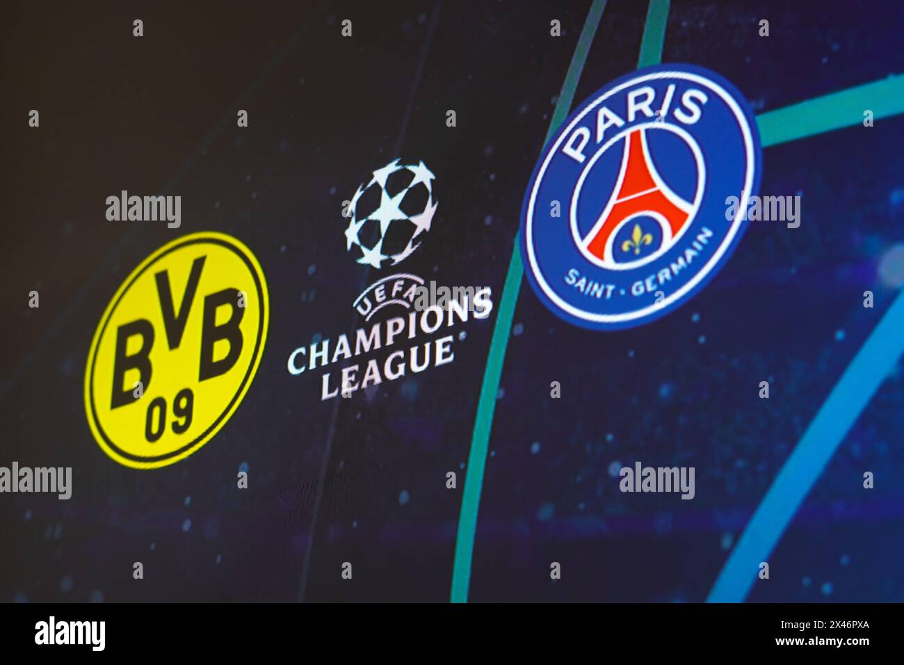 In this photo illustration, the shields of the Borussia Dortmund and ...