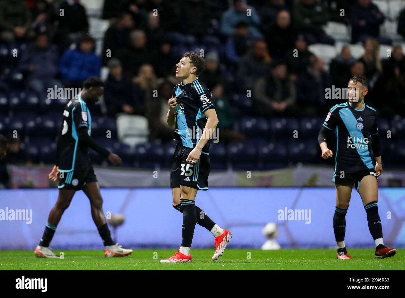Preston, UK. 29th Apr, 2024. Leicester City midfielder Kasey McAteer ...
