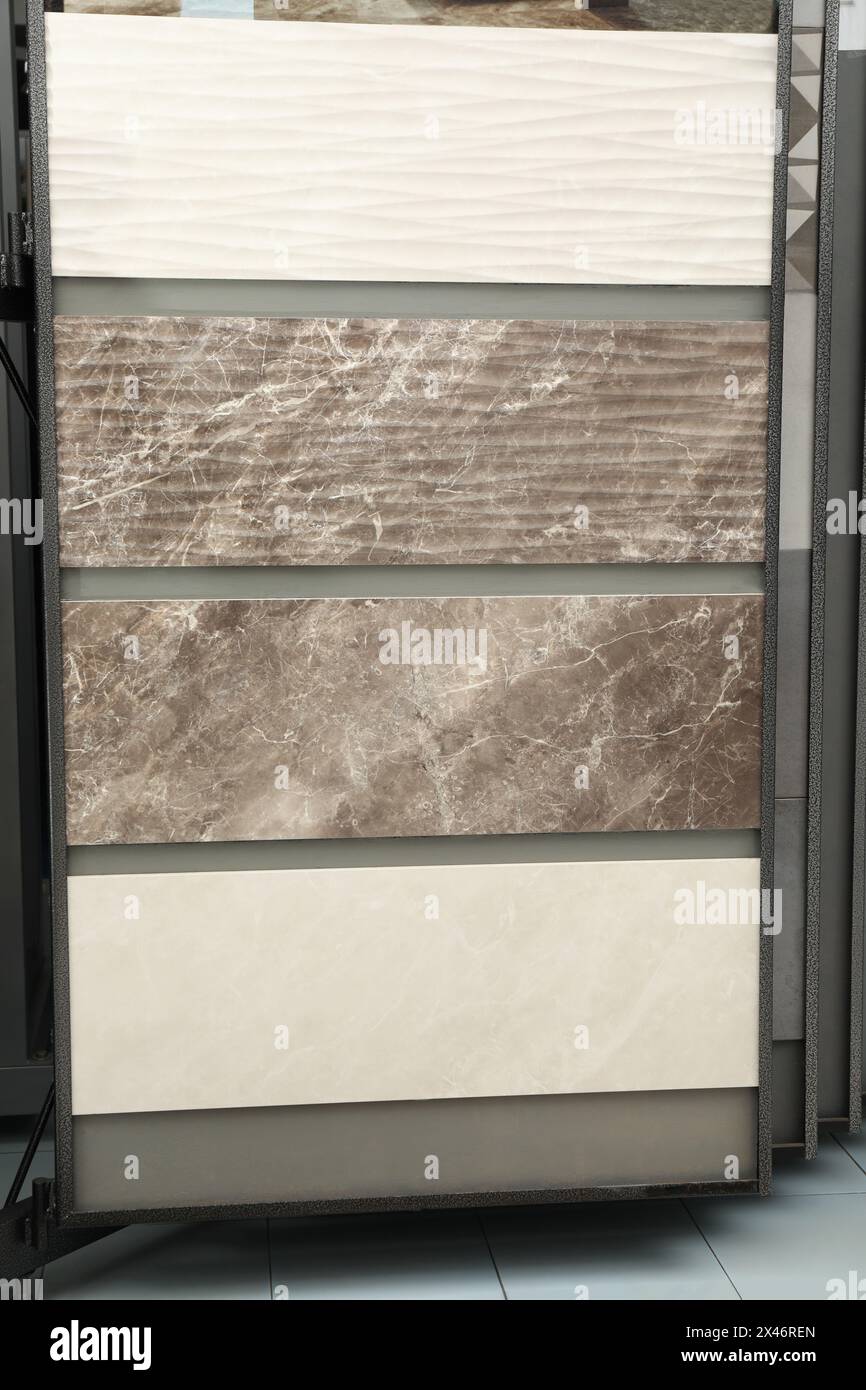 Samples of tile colors display in store Stock Photo - Alamy