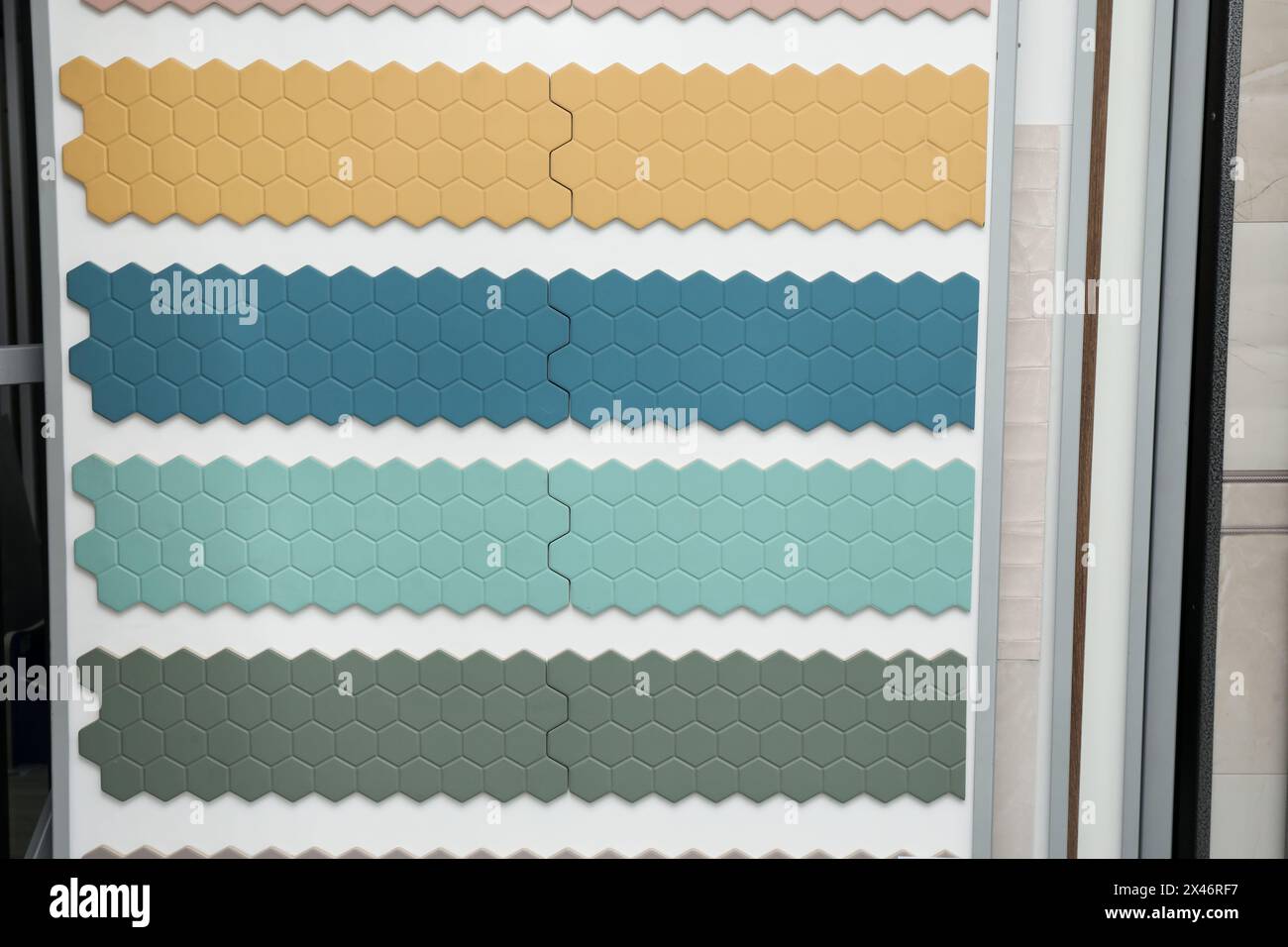 Samples of tile colors display in store Stock Photo - Alamy