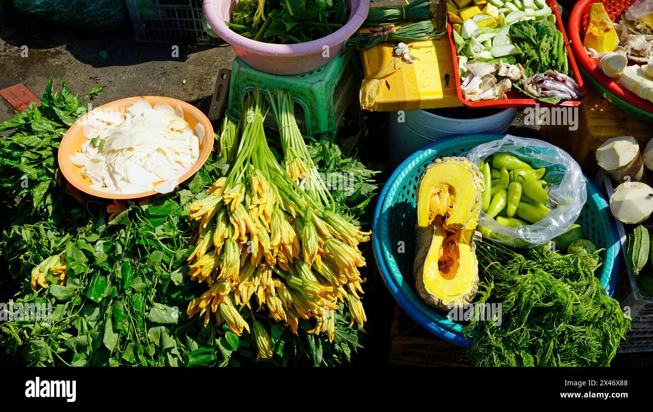 fresh vegetables from food market in phnom penh in cambodia Stock Photo ...