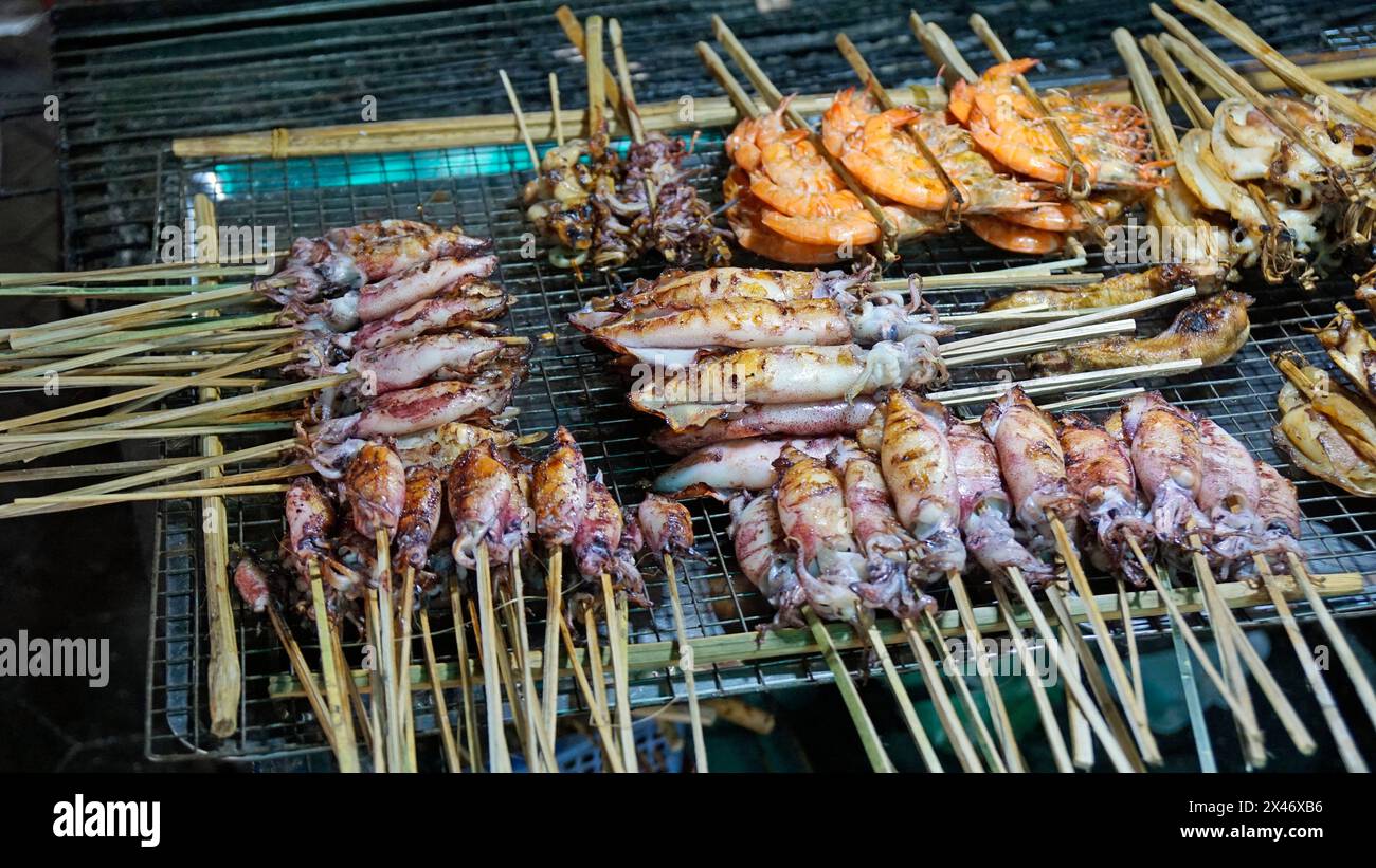 tasty street food on the local market in kampot in cambodia Stock Photo ...