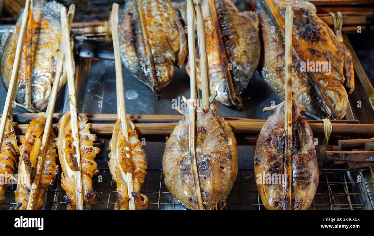 tasty street food on the local market in kampot in cambodia Stock Photo ...