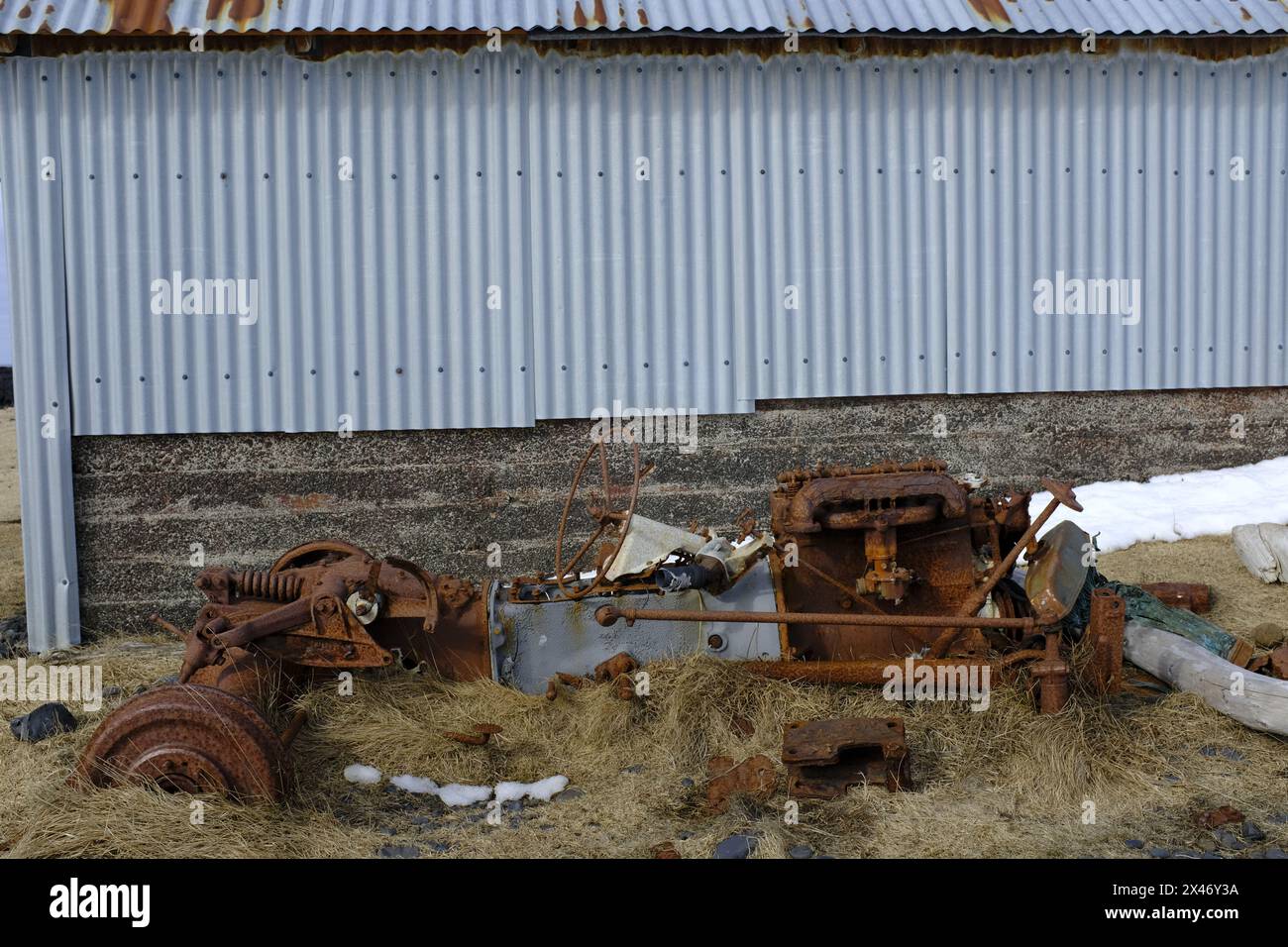old tractor close to the Malariff lighthouse in Iceland Stock Photo - Alamy