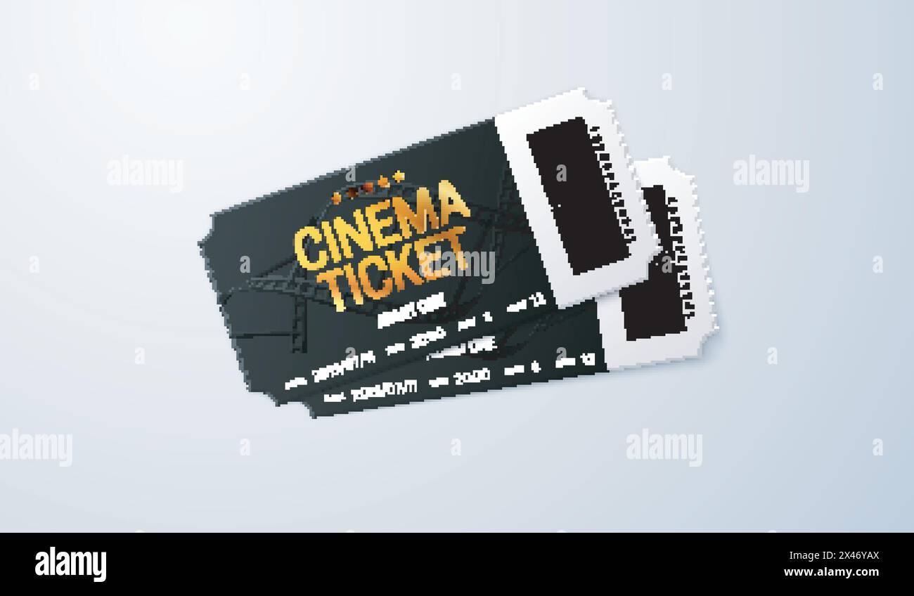 Black and golden cinema tickets on white background Stock Vector Image & Art - Alamy