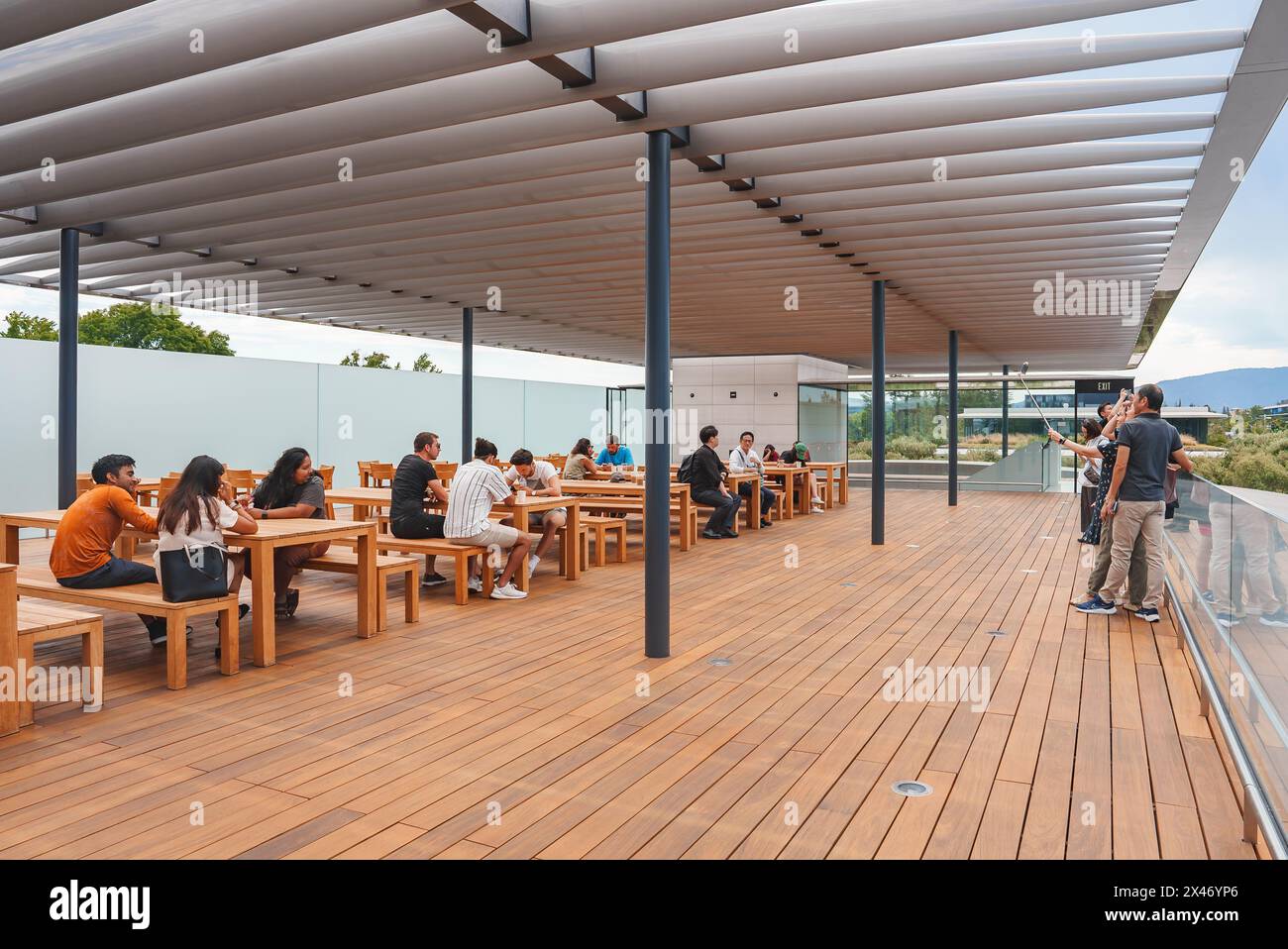 Modern outdoor seating at Apple Store, Mountain View Stock Photo - Alamy