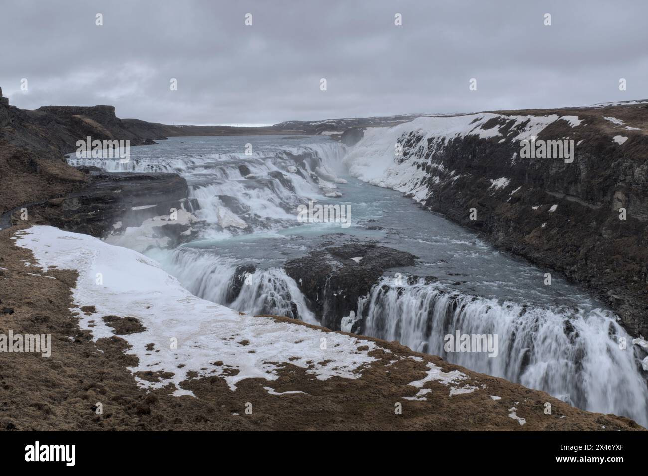 Gullfoss golden falls impressive icelandic hi-res stock photography and ...