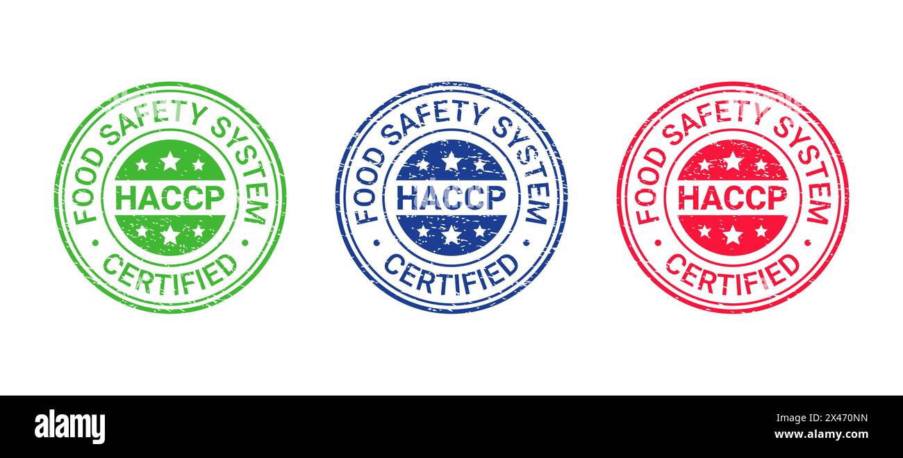 HACCP certified grunge stamp. Food safety system round emblem. Quality ...