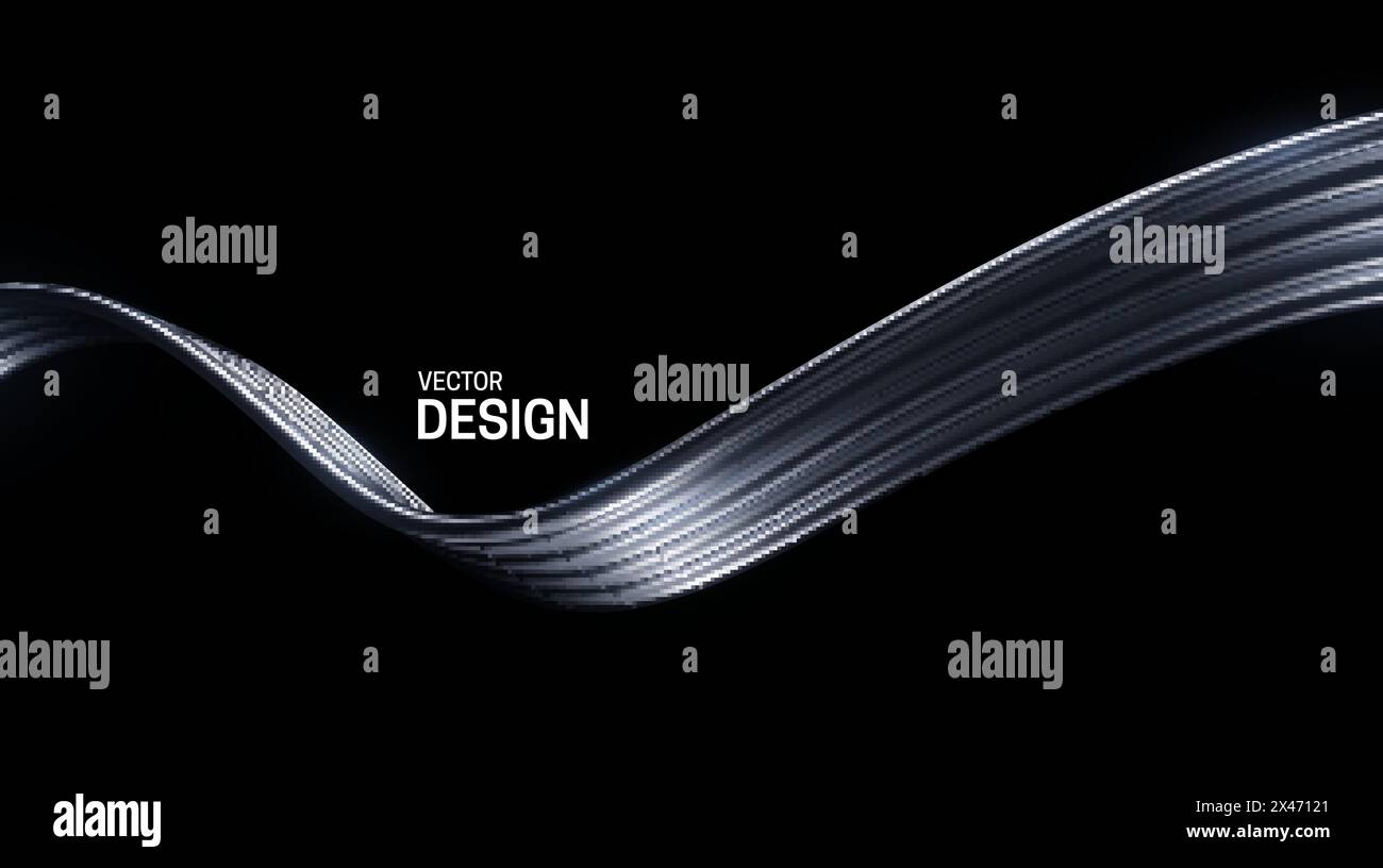 Abstract silver wave isolated on black background Stock Vector Image ...