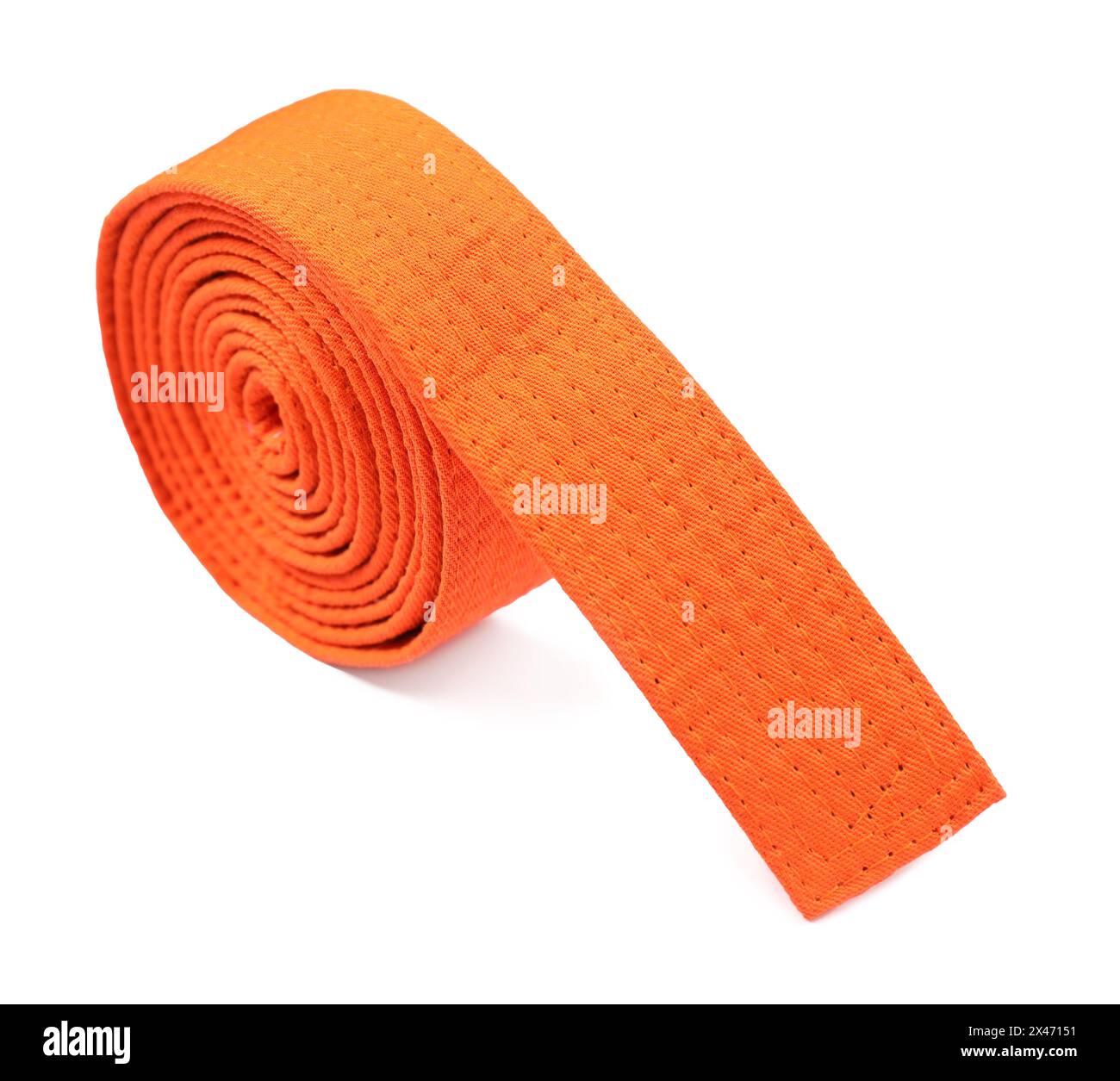 Orange karate belt isolated on white. Martial arts uniform Stock Photo ...