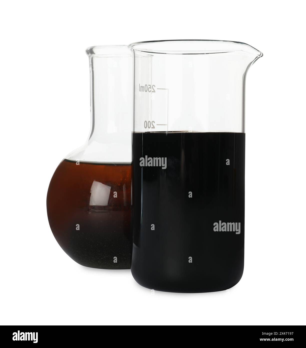 Lab flask on black background Cut Out Stock Images & Pictures - Alamy