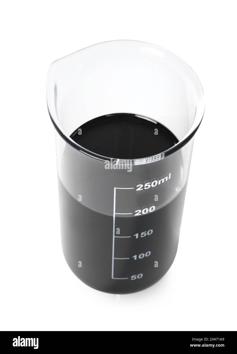 Beaker with black crude oil isolated on white Stock Photo - Alamy