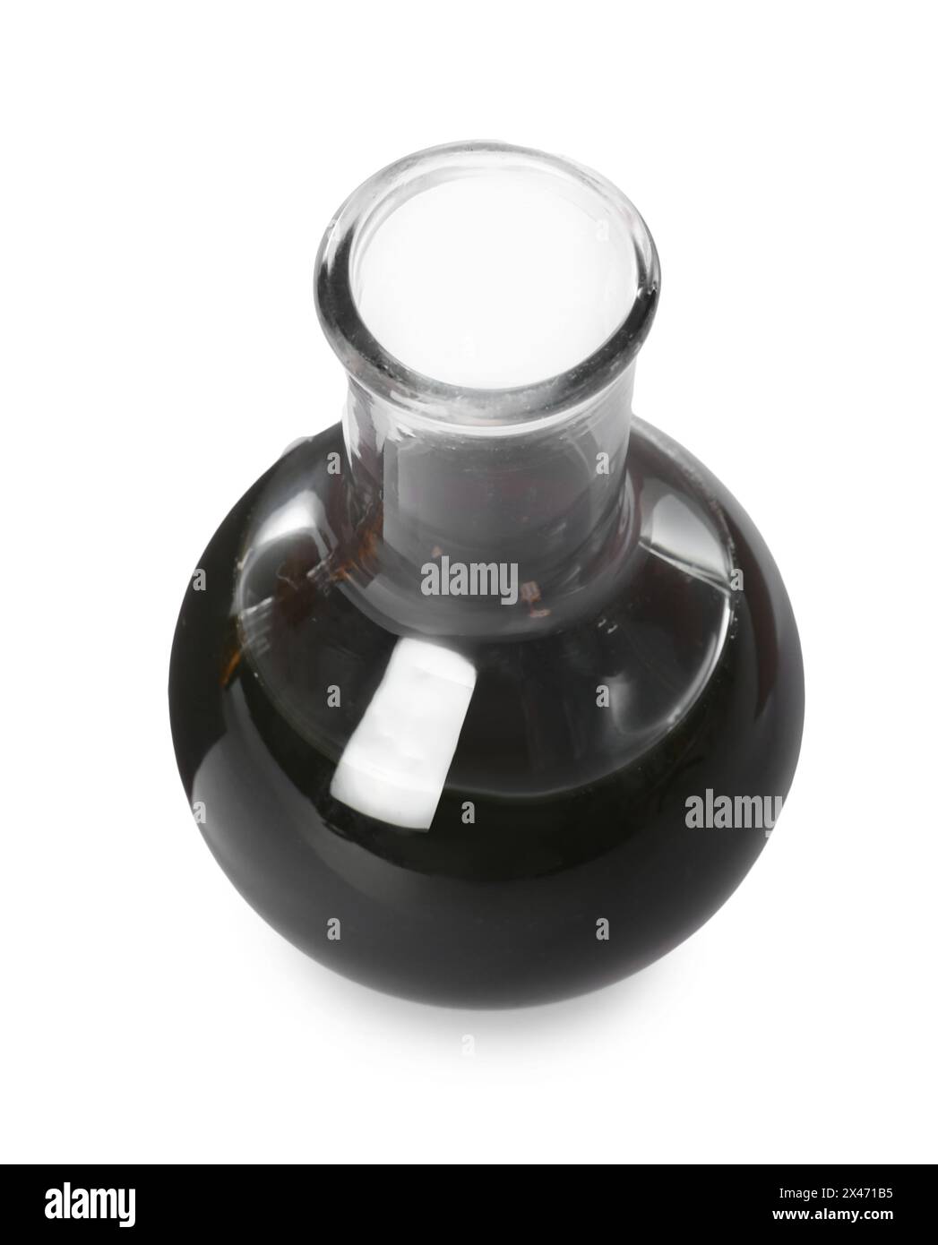 Flask with brown crude oil isolated on white Stock Photo - Alamy