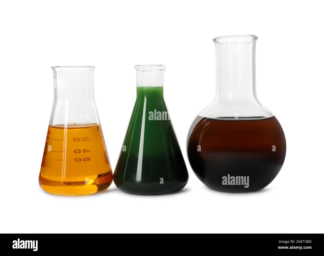 Flasks with different types of oil isolated on white Stock Photo - Alamy