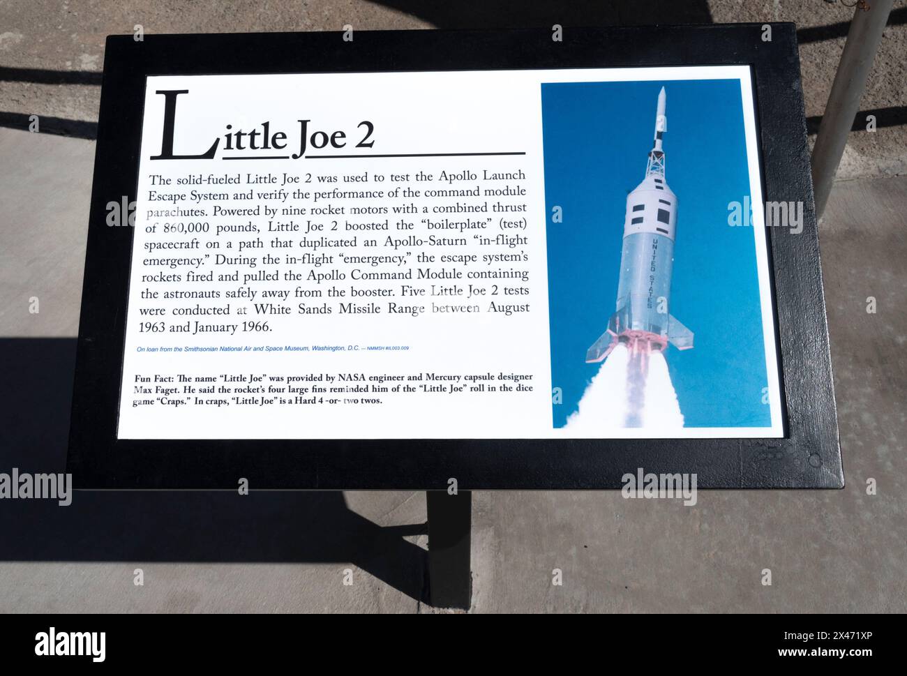 Little Joe escape test rocket info plaque from 1963-66 at the Museum of ...