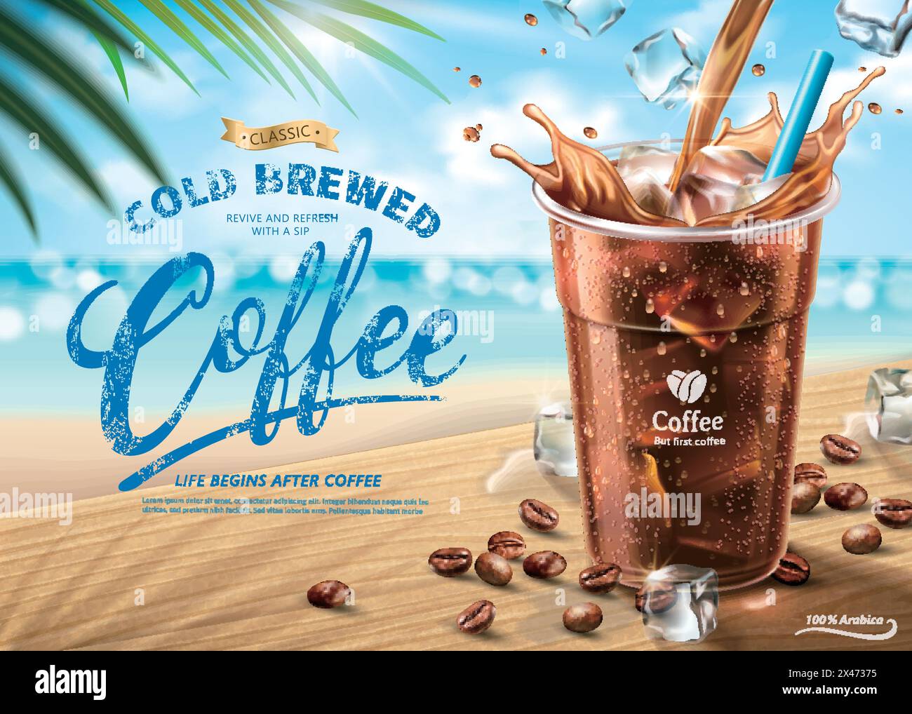 Table on the beach Stock Vector Images - Alamy