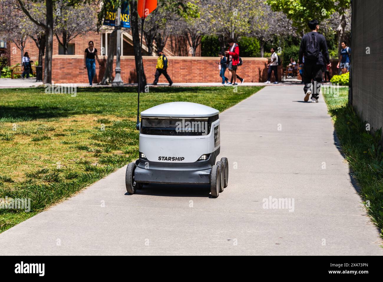 Delivery robot at Palestine protest at UCLA. Credit: Erik Morgan Stock ...
