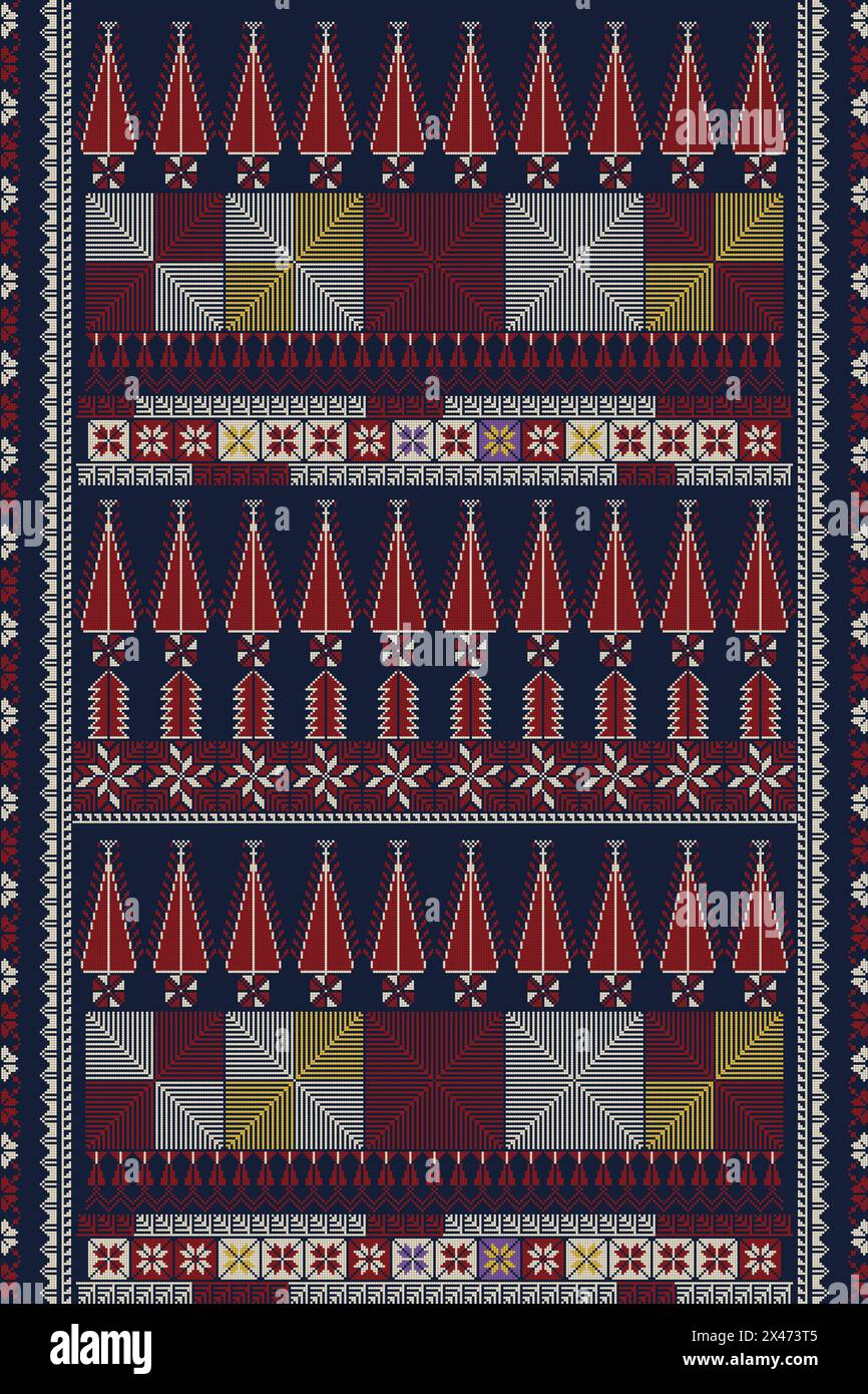 Traditional Palestinian Tatreez, seamless pattern vector template Stock ...