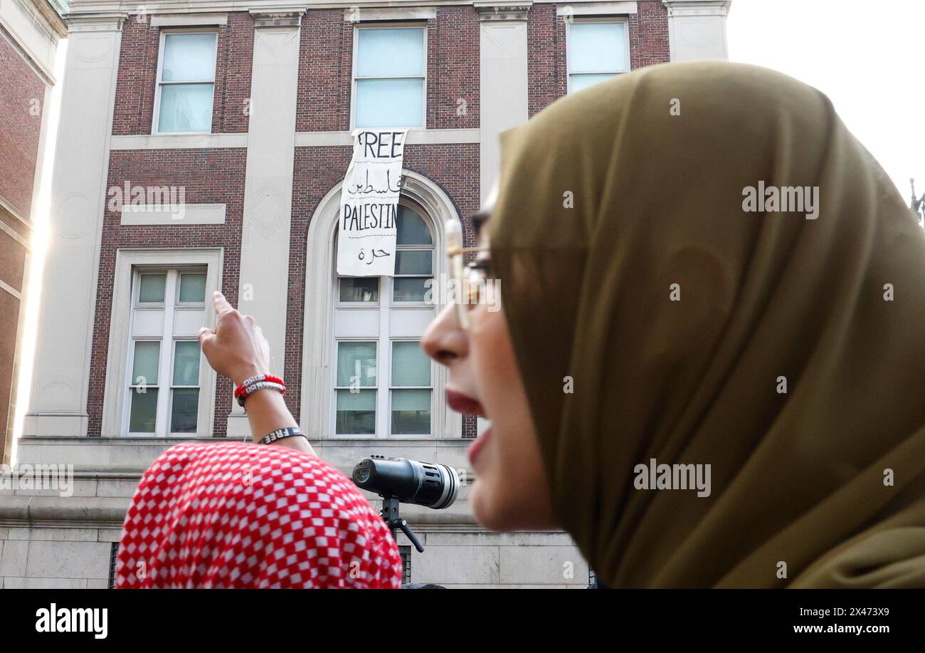 New York, United States. 30th Apr, 2024. Pro-Palestine protesters march ...