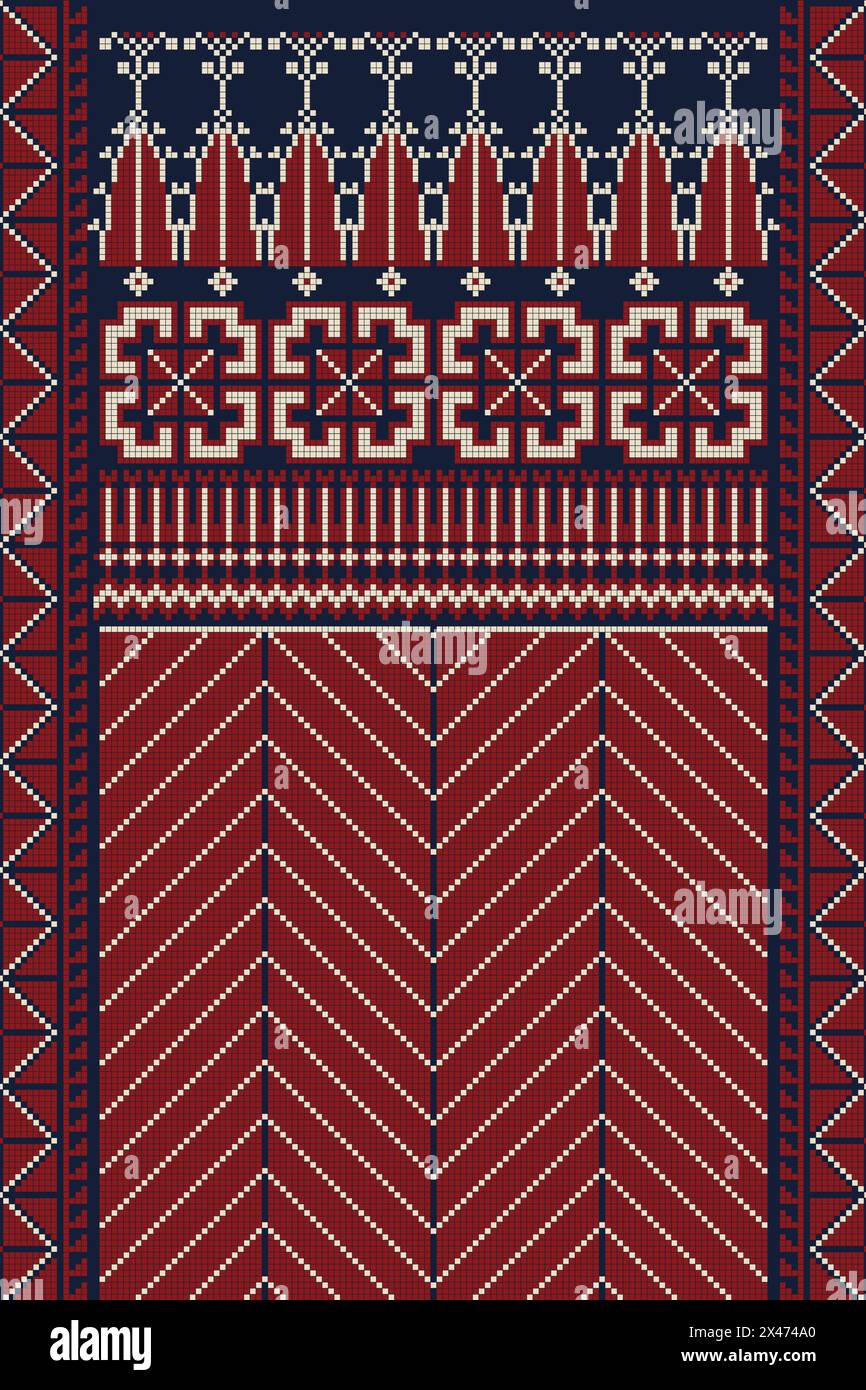 Traditional Palestinian Tatreez, seamless pattern vector template Stock ...