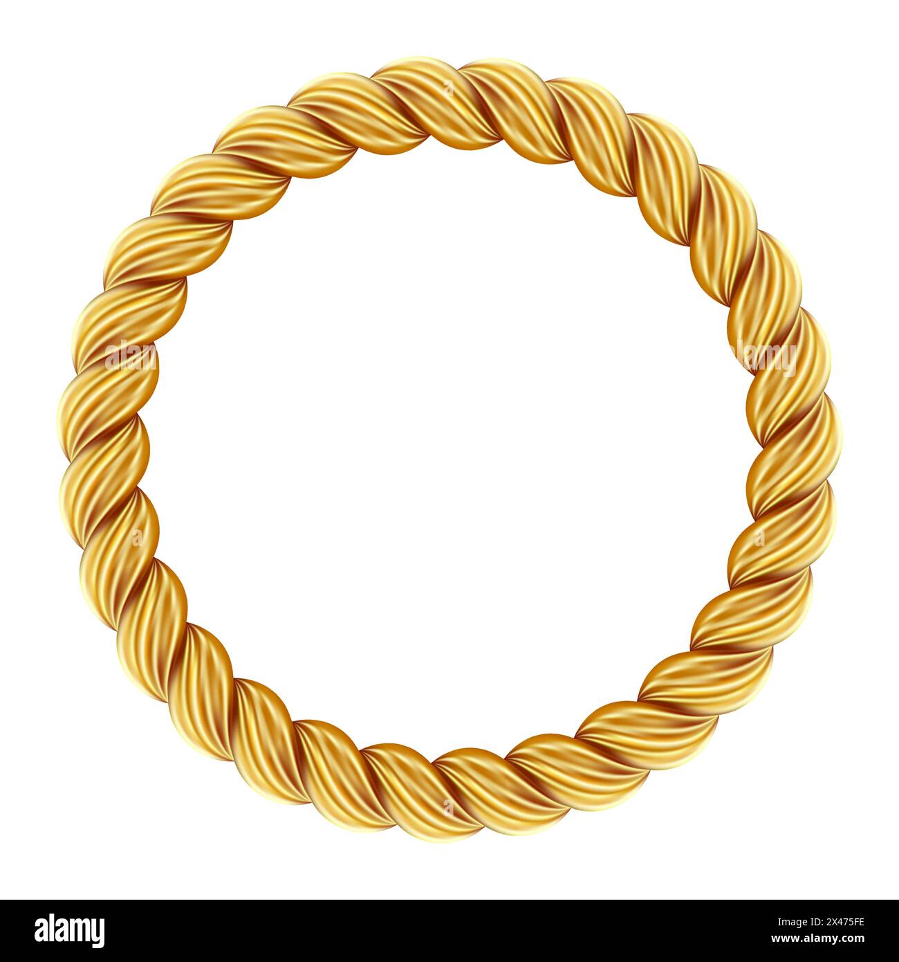 Gold twisted rope circle frame. Round rope border Stock Vector Image ...