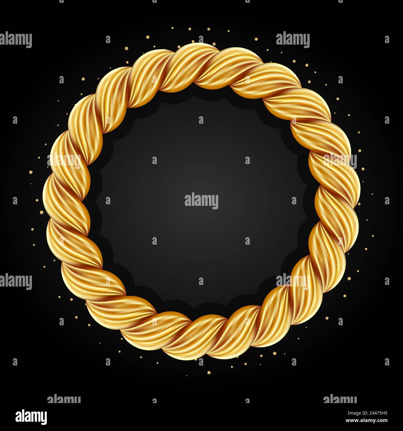 Gold twisted rope circle frame. Round rope border Stock Vector Image ...