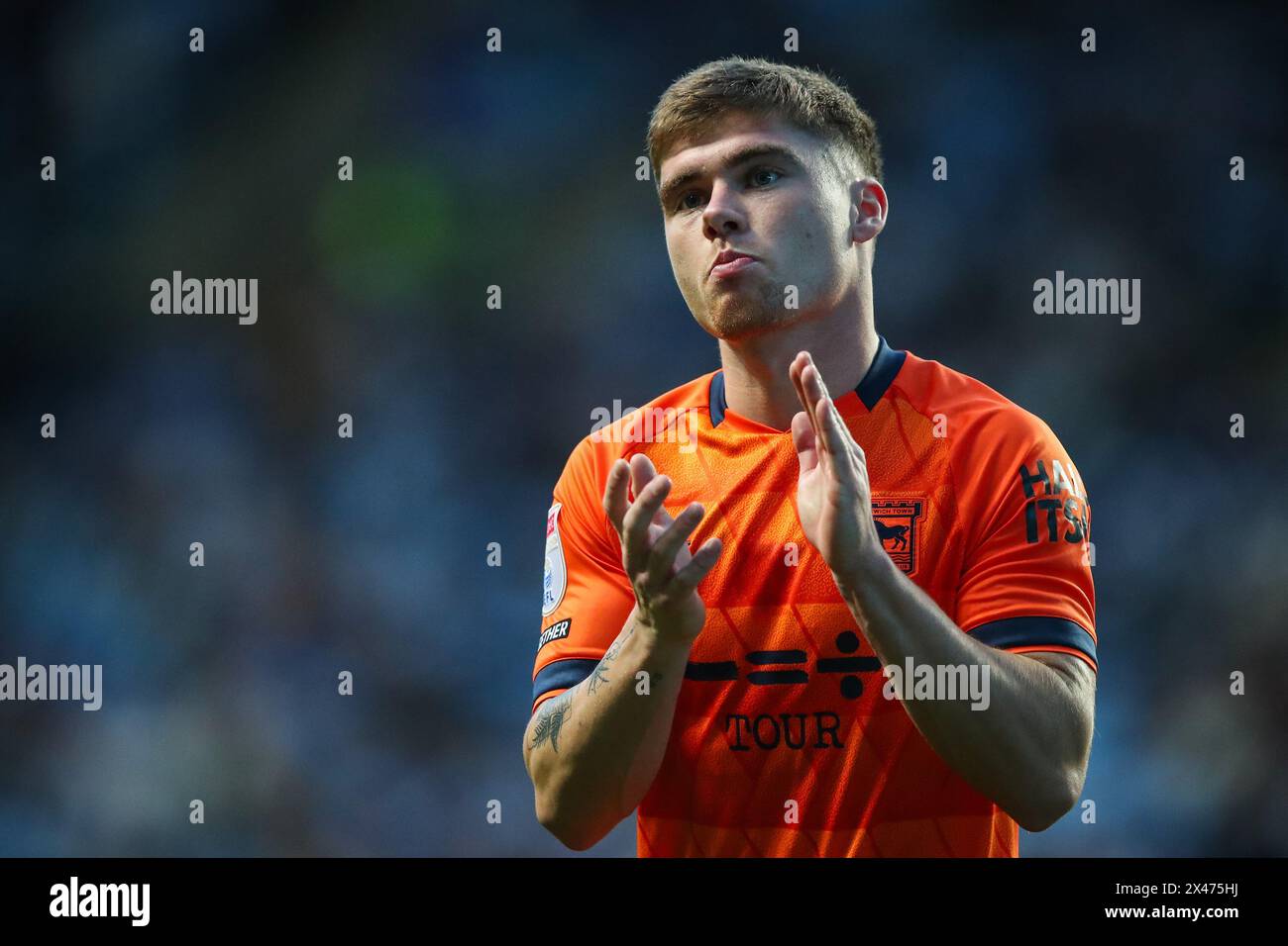Leif Davis of Ipswich Town applauds the travelling fans during the Sky ...