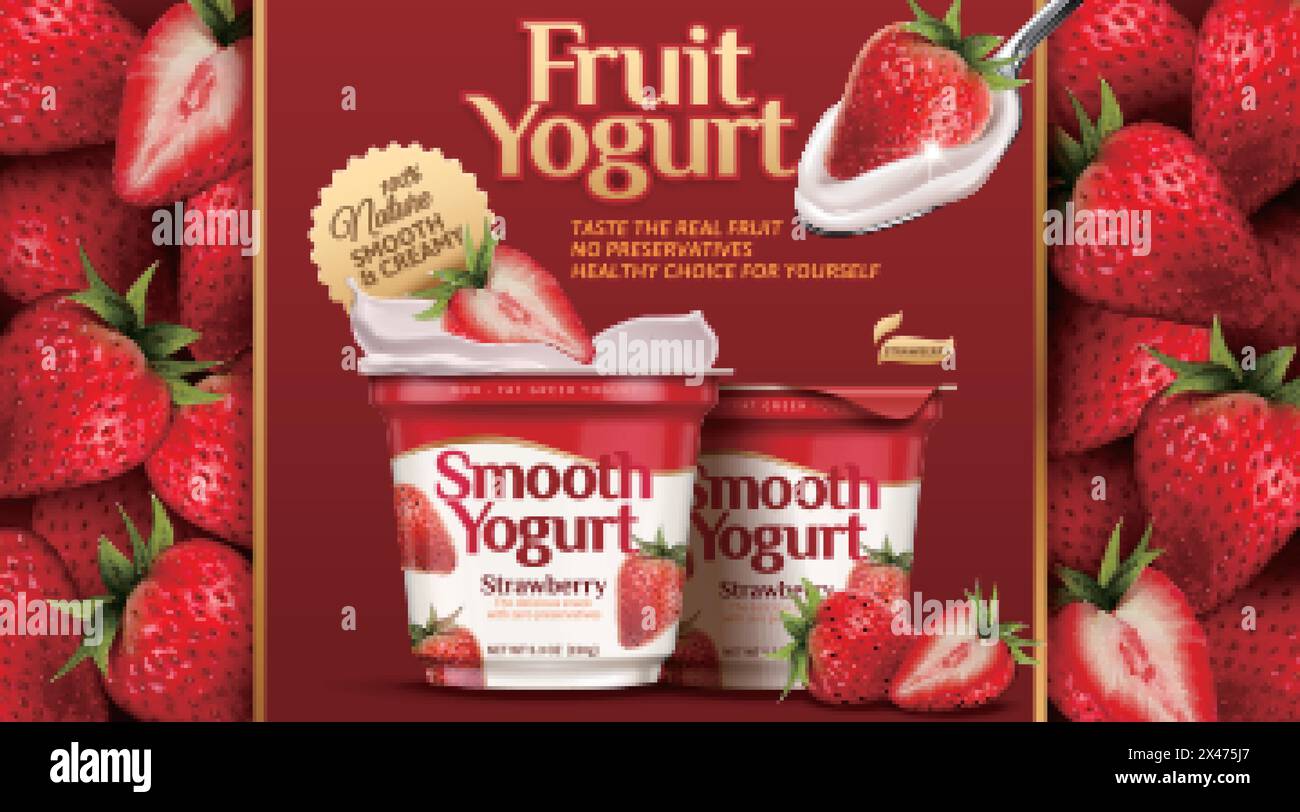 Yogurt spoon strawberry Stock Vector Images - Alamy