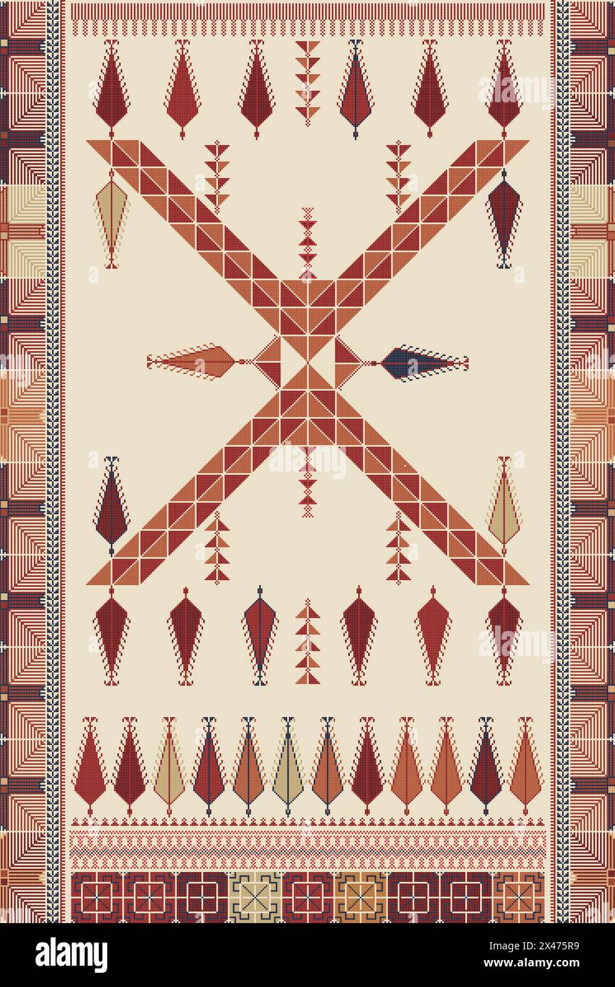 Traditional Palestinian Tatreez, seamless pattern vector template Stock ...