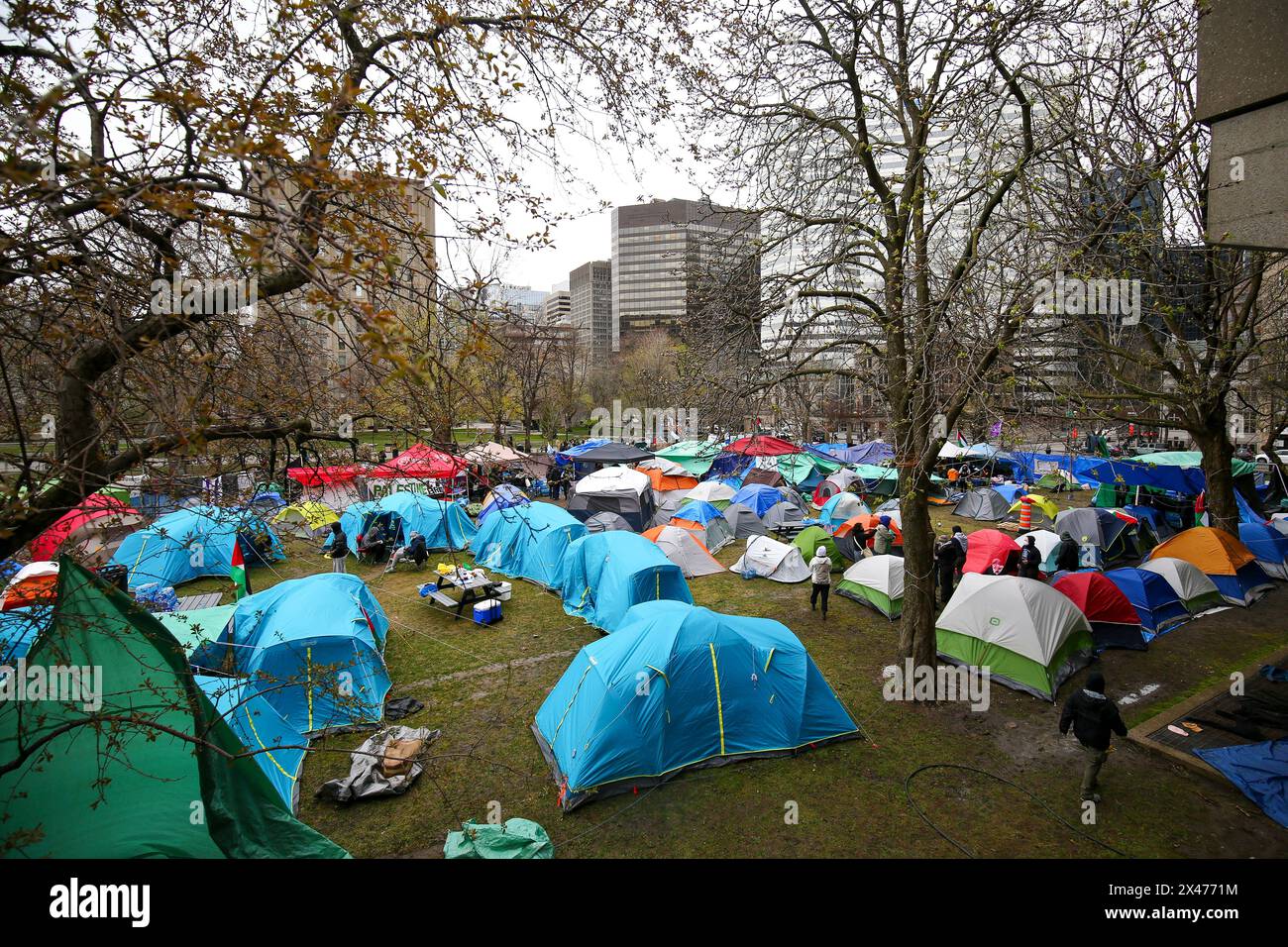 The protesters set up about 100 tents Saturday afternoon with the ...