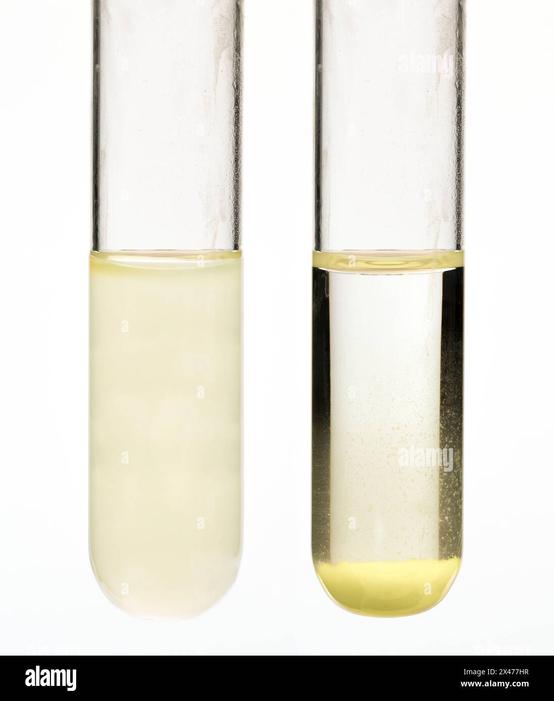 Iodomethane reaction. At left a drop of acetone is added to a solution ...