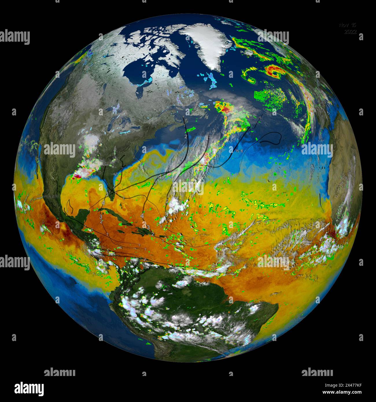 Illustration of the paths of the named storms during the 2022 Atlantic ...