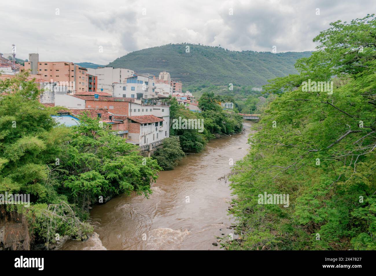 landscape of the Fonce River in the rainy season as it passes through ...