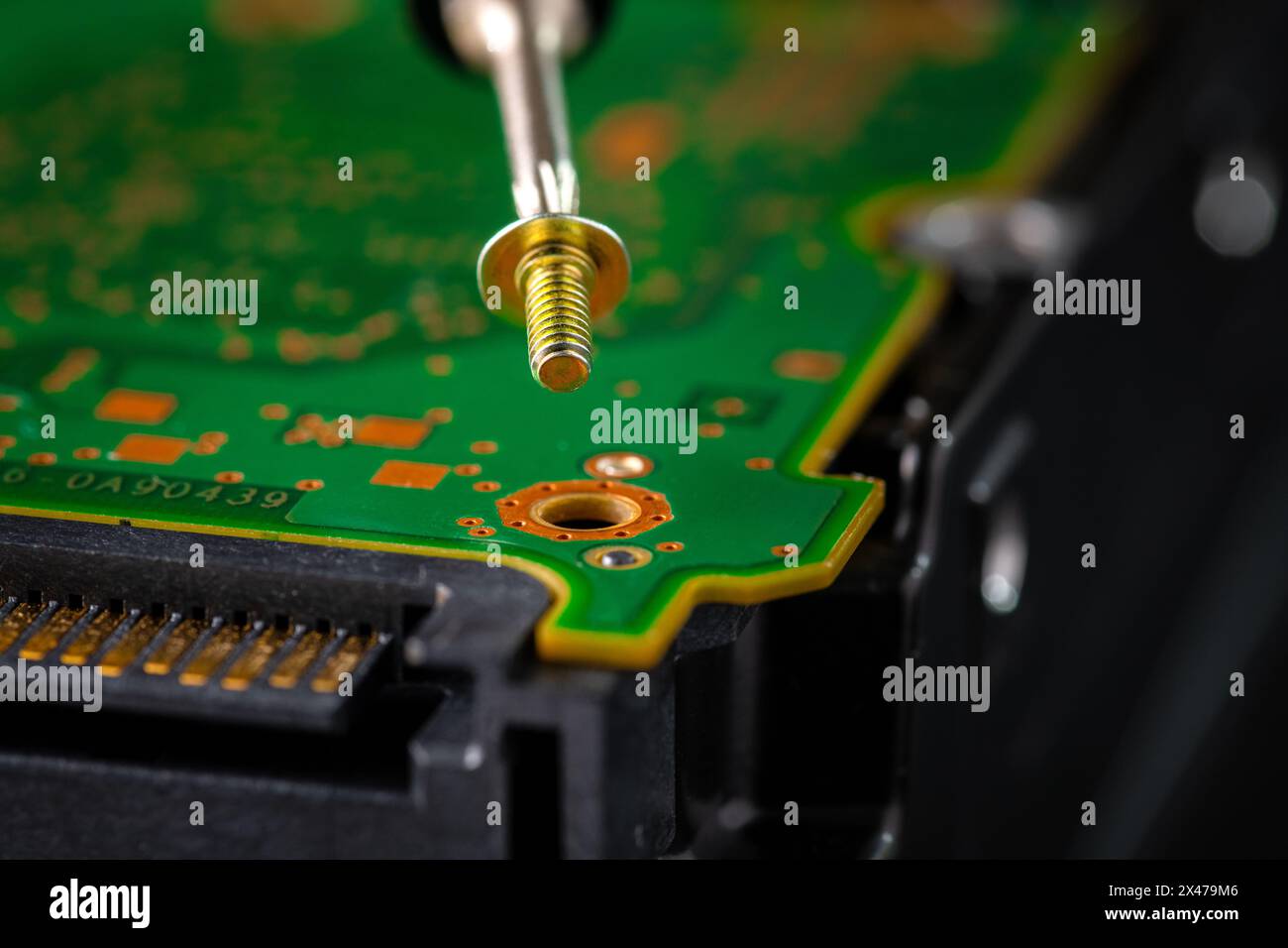 Hard disk drive and printed circuit board with SATA power connector. Magnetic driver torx bit ...