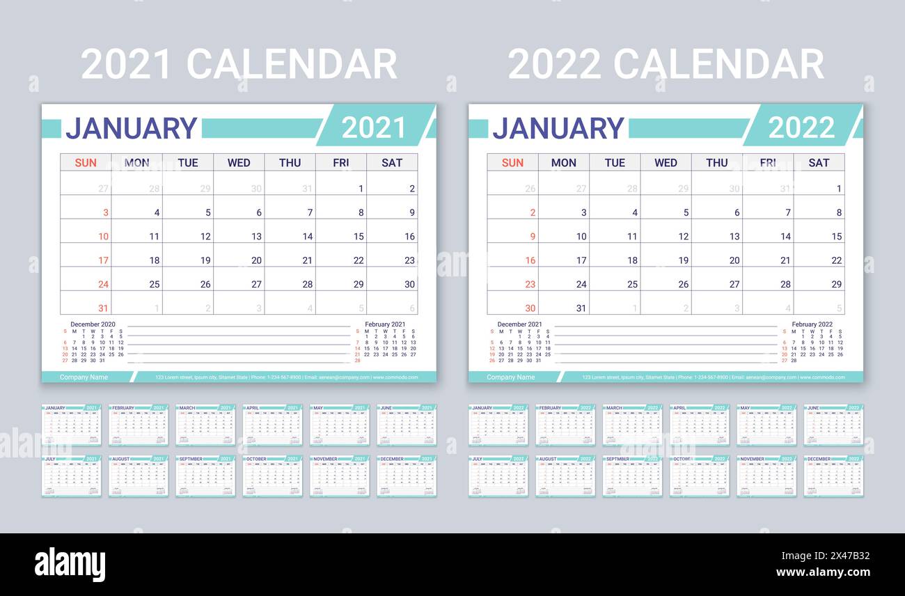2021 2022 calendars. Planner calender template. Week starts Sunday ...