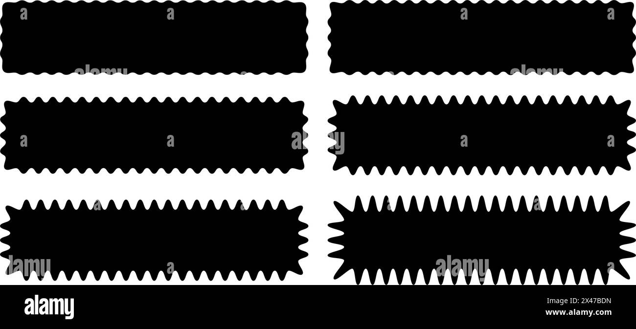 Set or rectangular shapes with wavy borders. Tags or labels, stickers ...