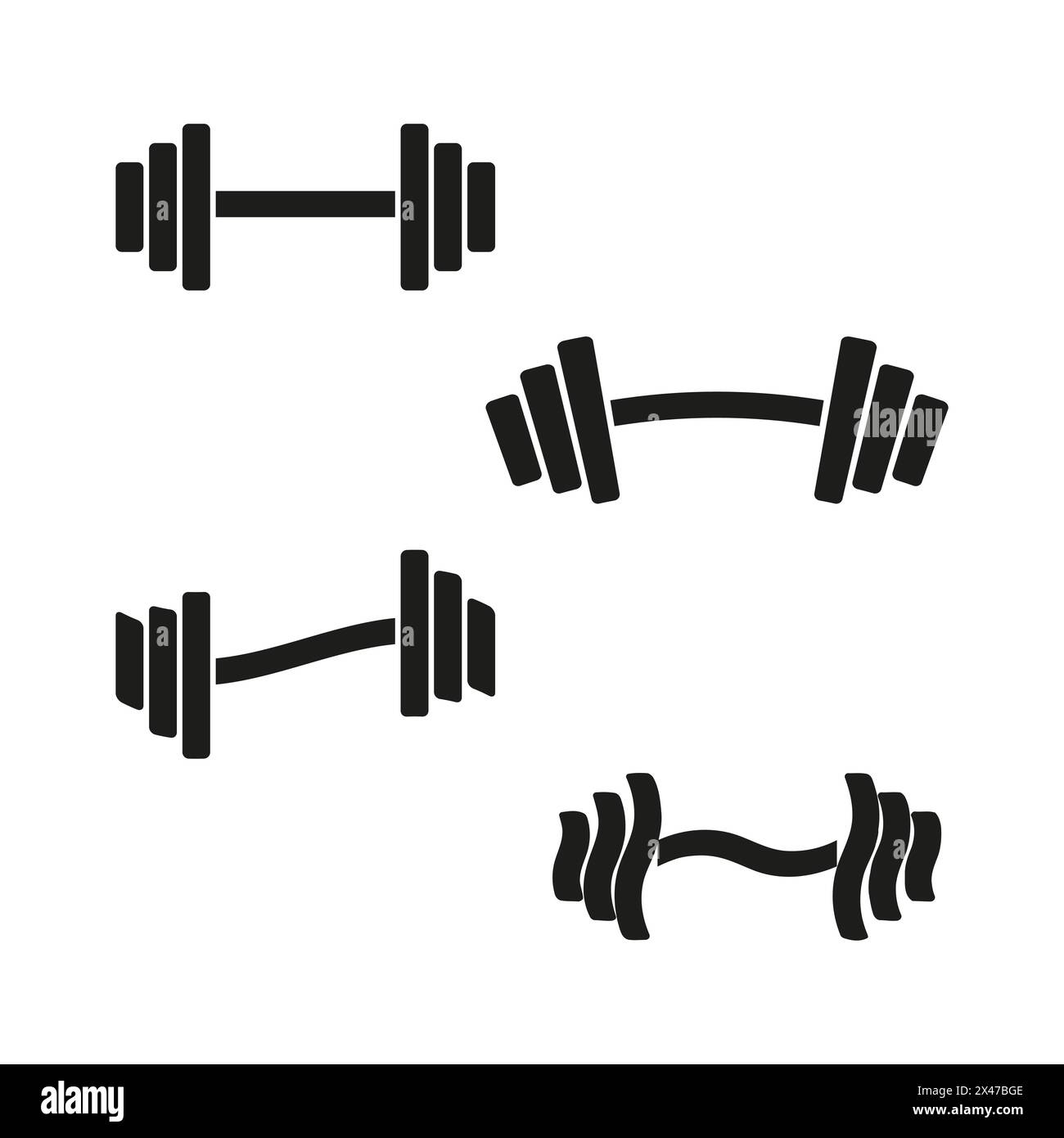Barbell set Vector illustration. Different weights and sizes. Gym ...