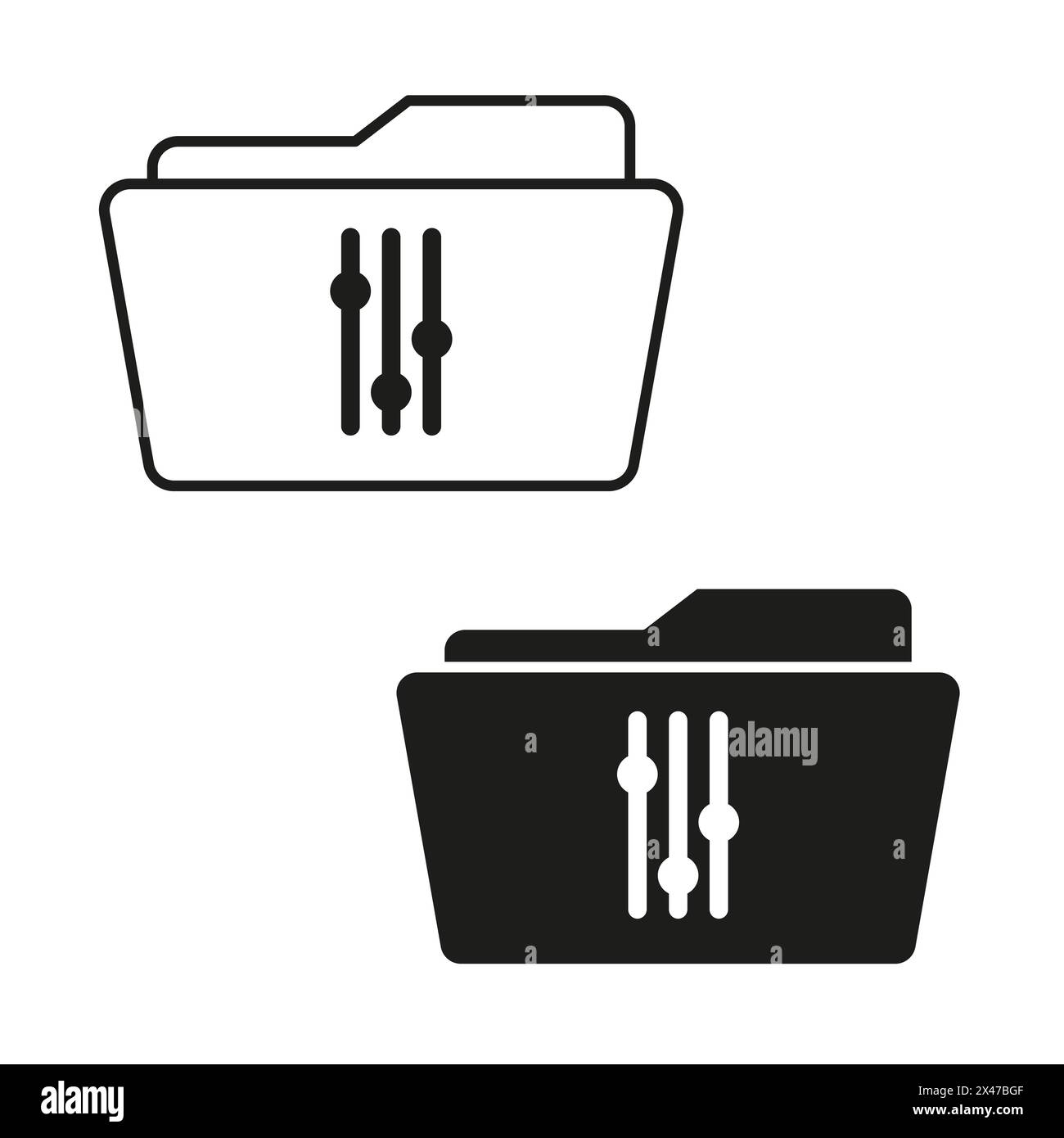 Sound settings folder icons. Audio control files vector illustration ...