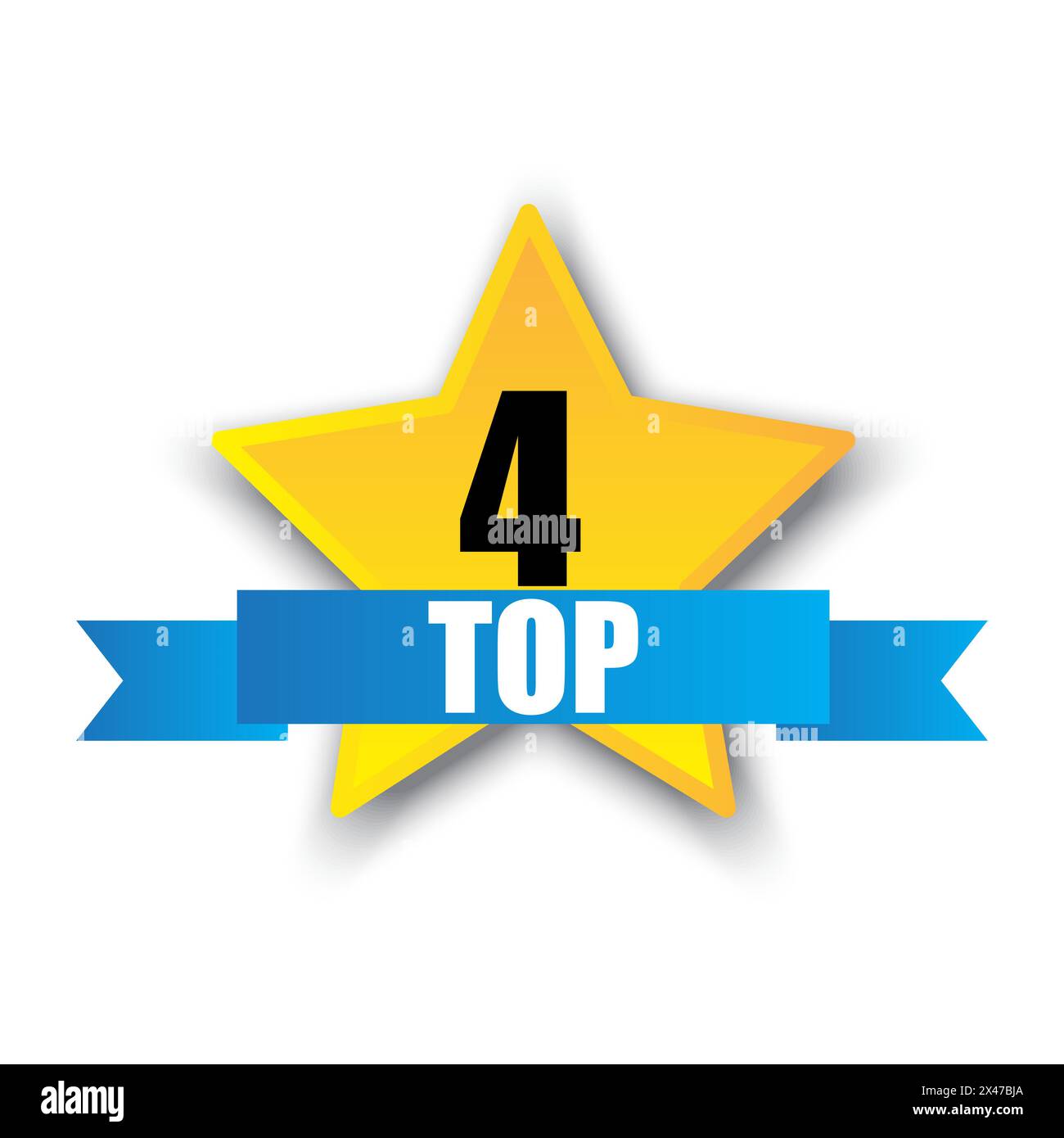 Number four top star badge. Vector rating symbol. Bright ribbon design ...