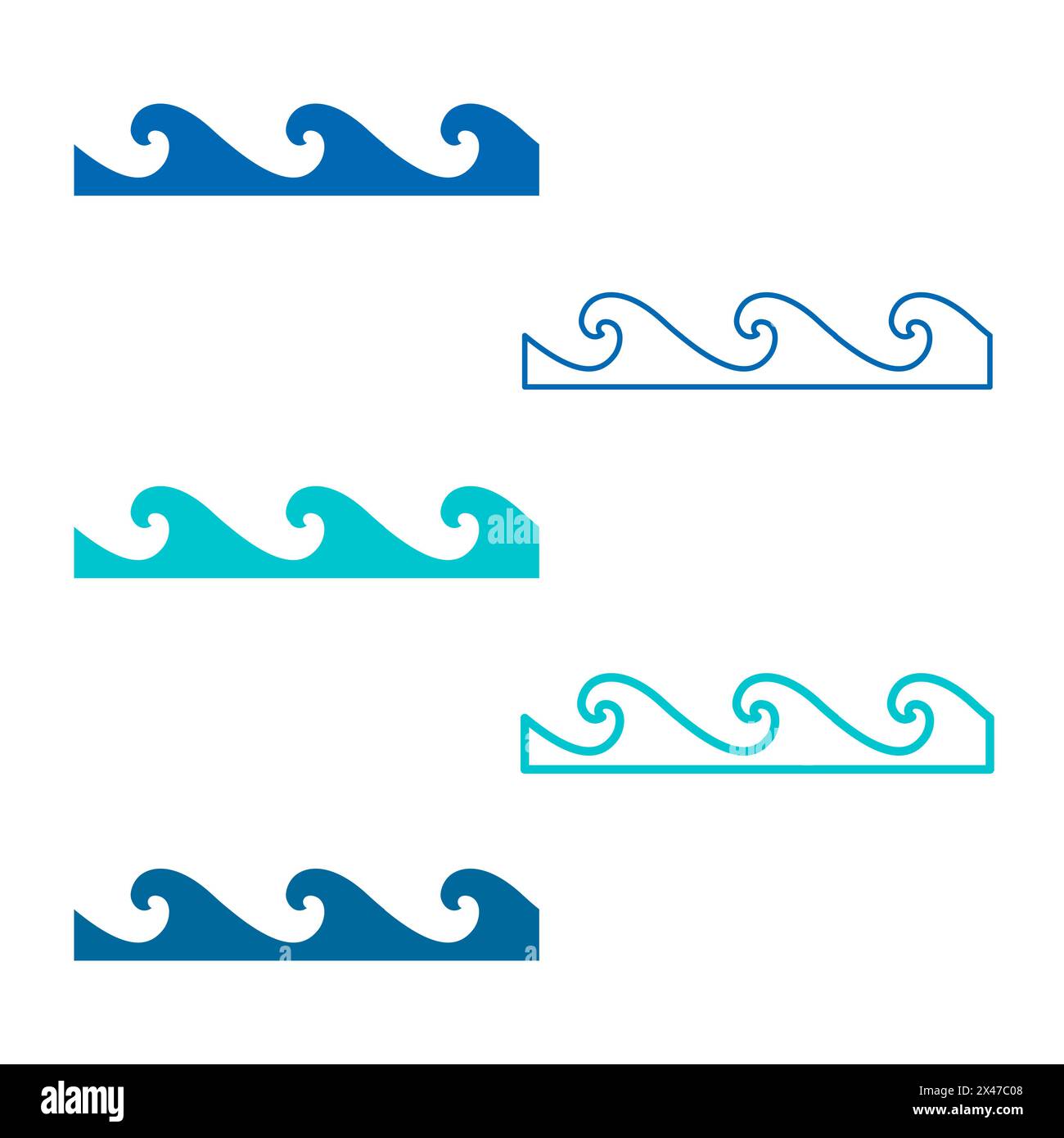 Ocean Waves Set. Nautical Marine Symbols. Vector Sea Wave Icons. Vector ...