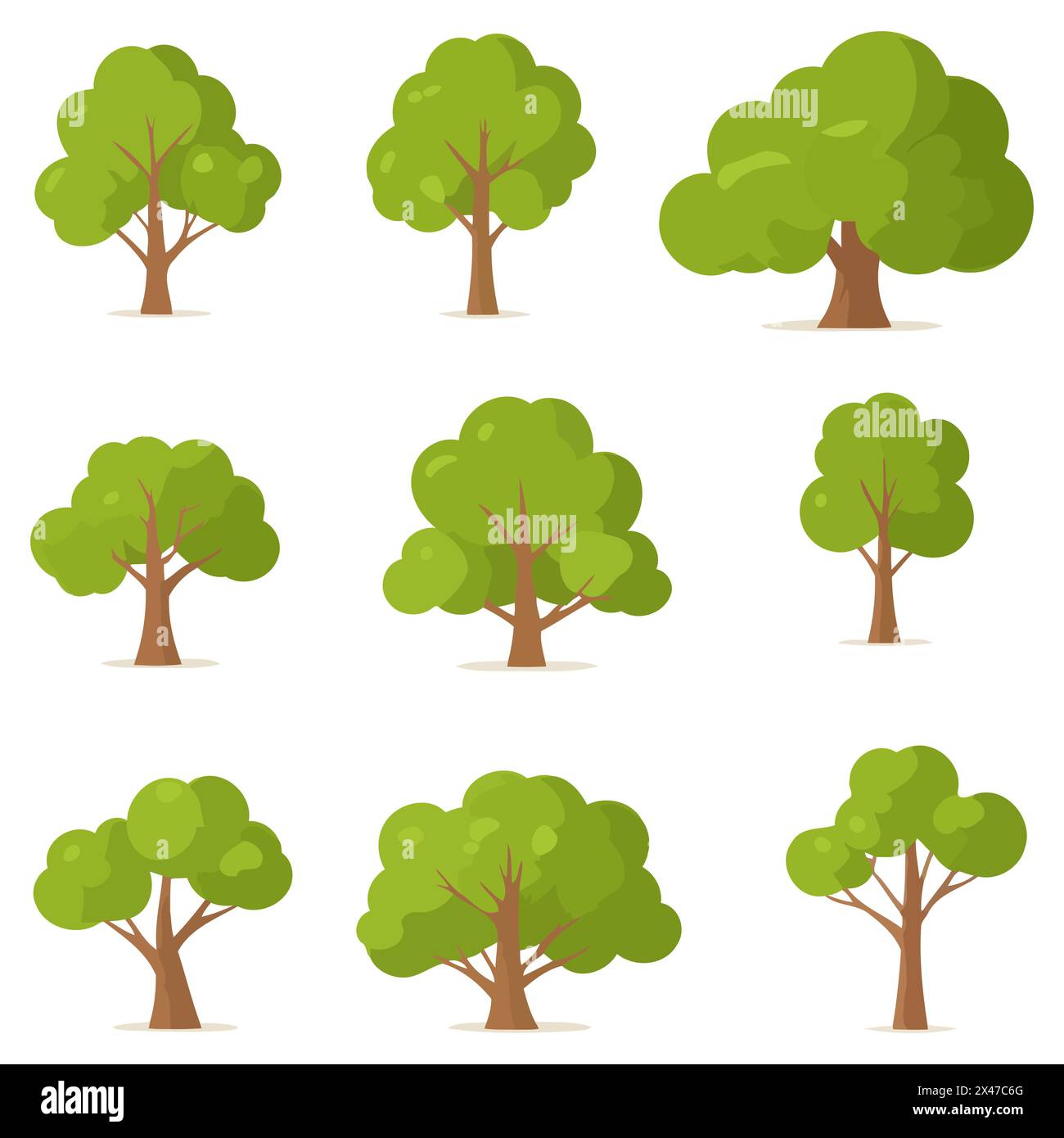 Collection of Green Trees in Various Illustrative Styles Stock Vector ...